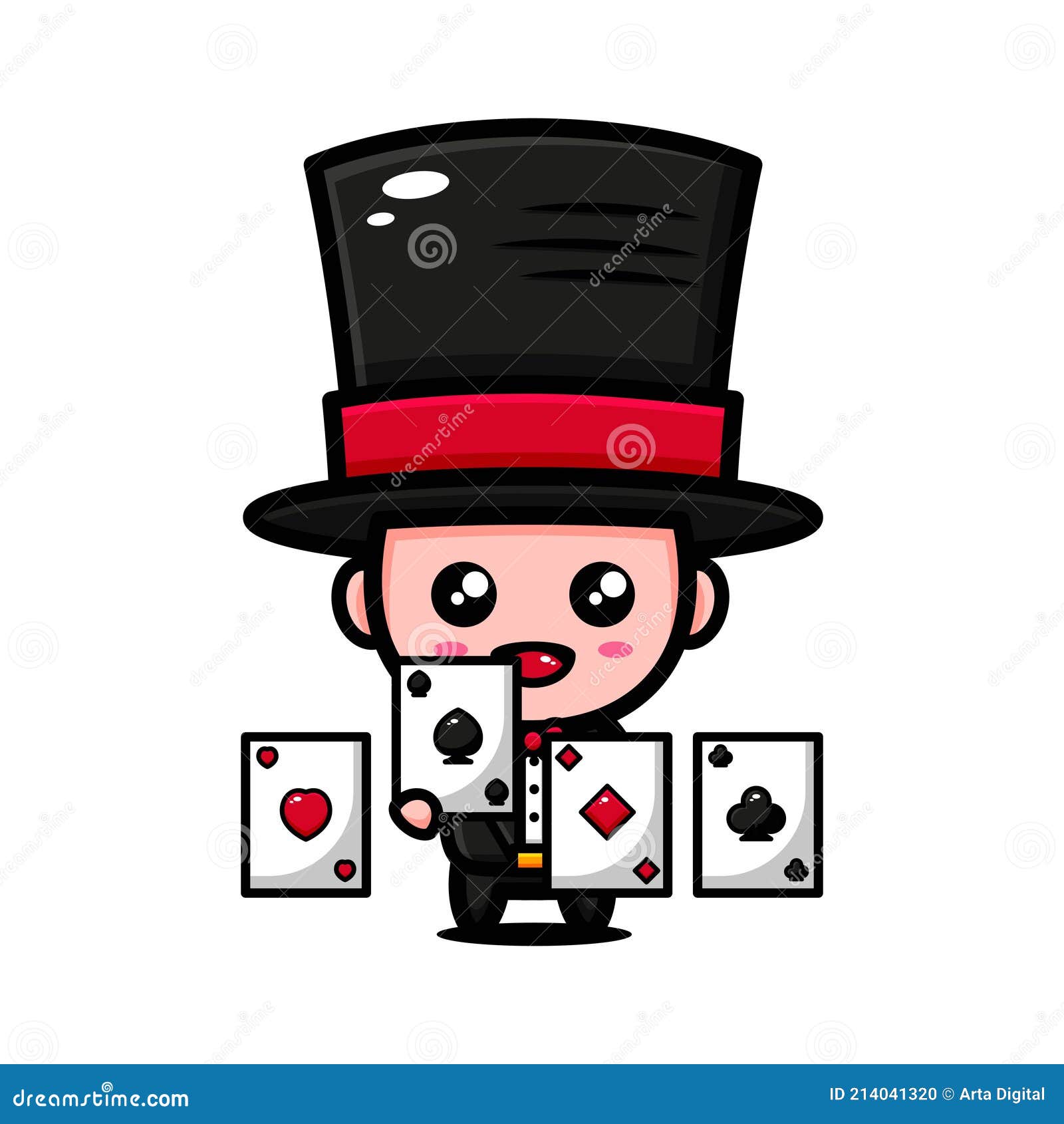 Cute Magician Character Design Themed Playing Card Magic Stock Vector ...