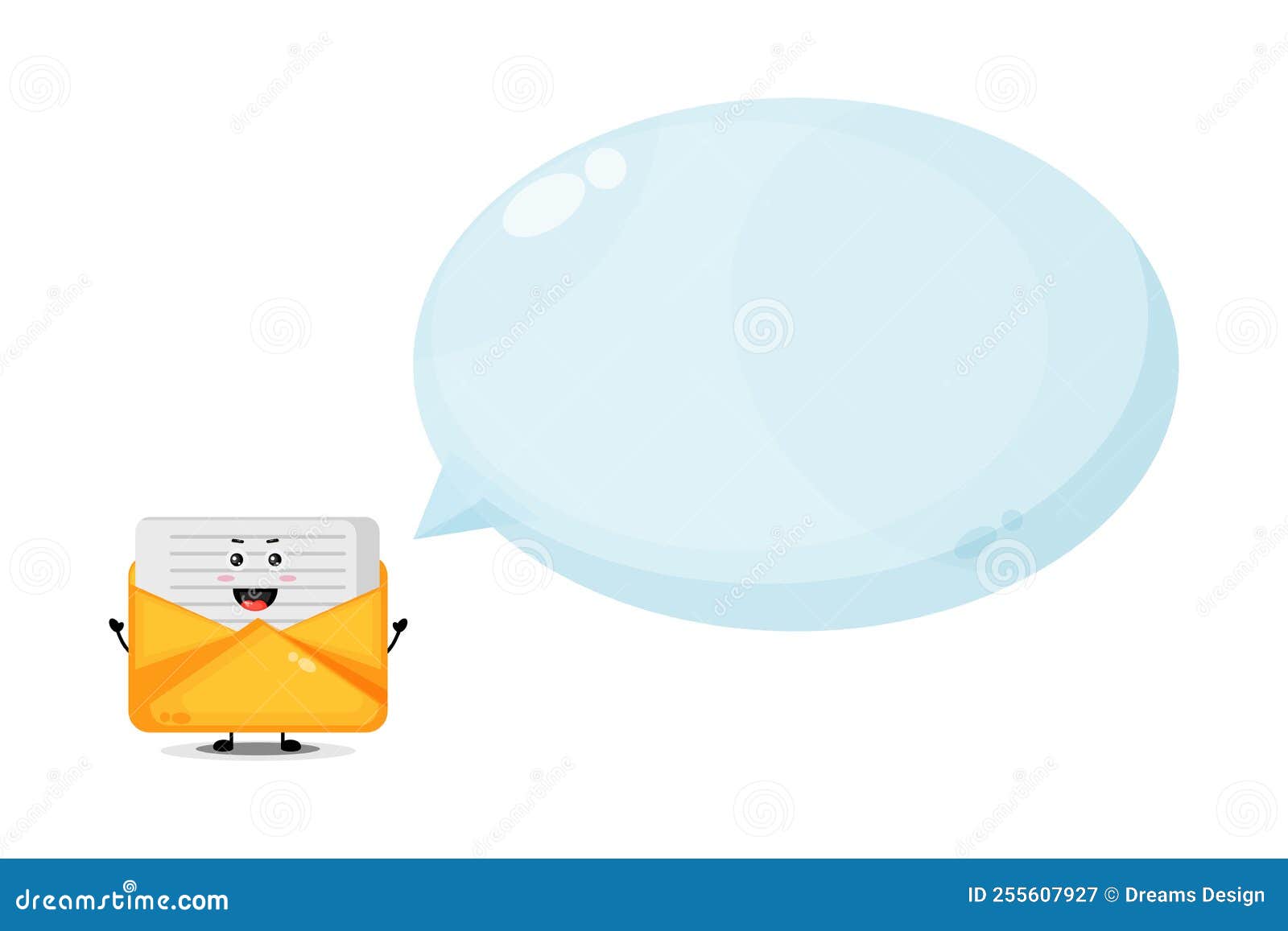 Cute Mail Character with Bubble Speech Stock Vector - Illustration of ...