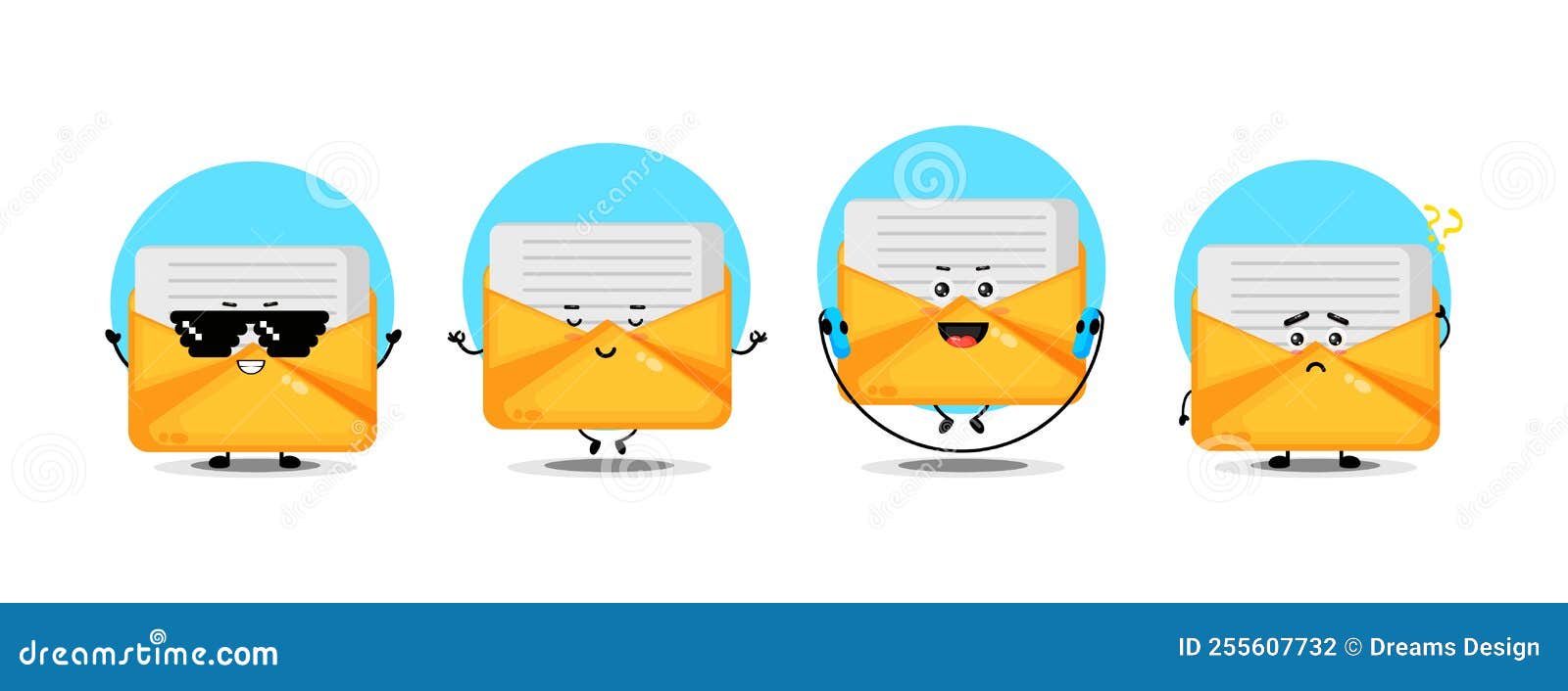 Cute Mail Character Collection Stock Vector - Illustration of ...