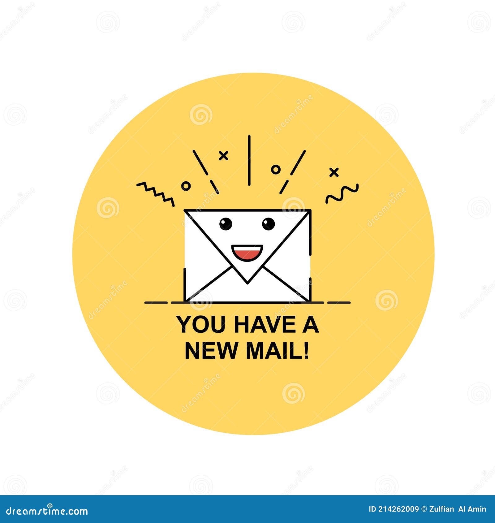 Cute Mail Notification Design Illustration. Stock Vector - Illustration ...