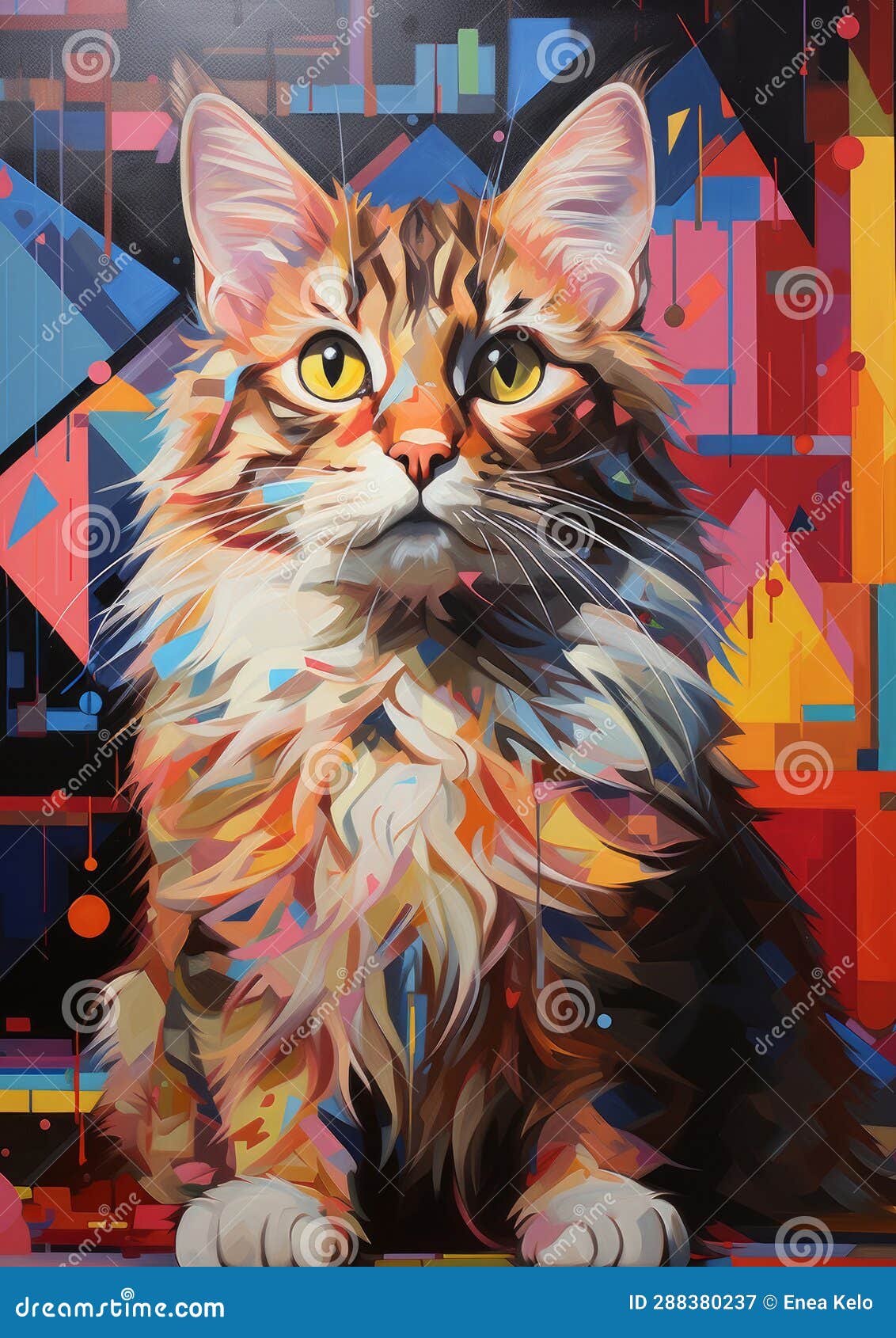 Cute Majestic Cat Art stock image. Image of kitten, looking - 288380237