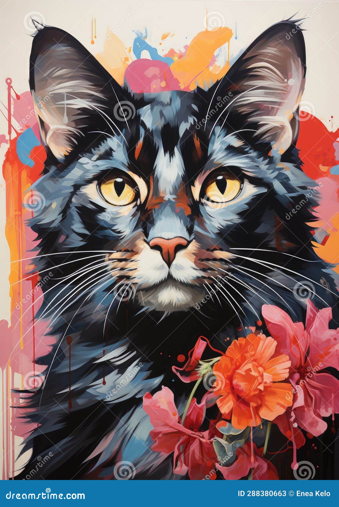 Cute Majestic Cat Art stock image. Image of animals - 288380663