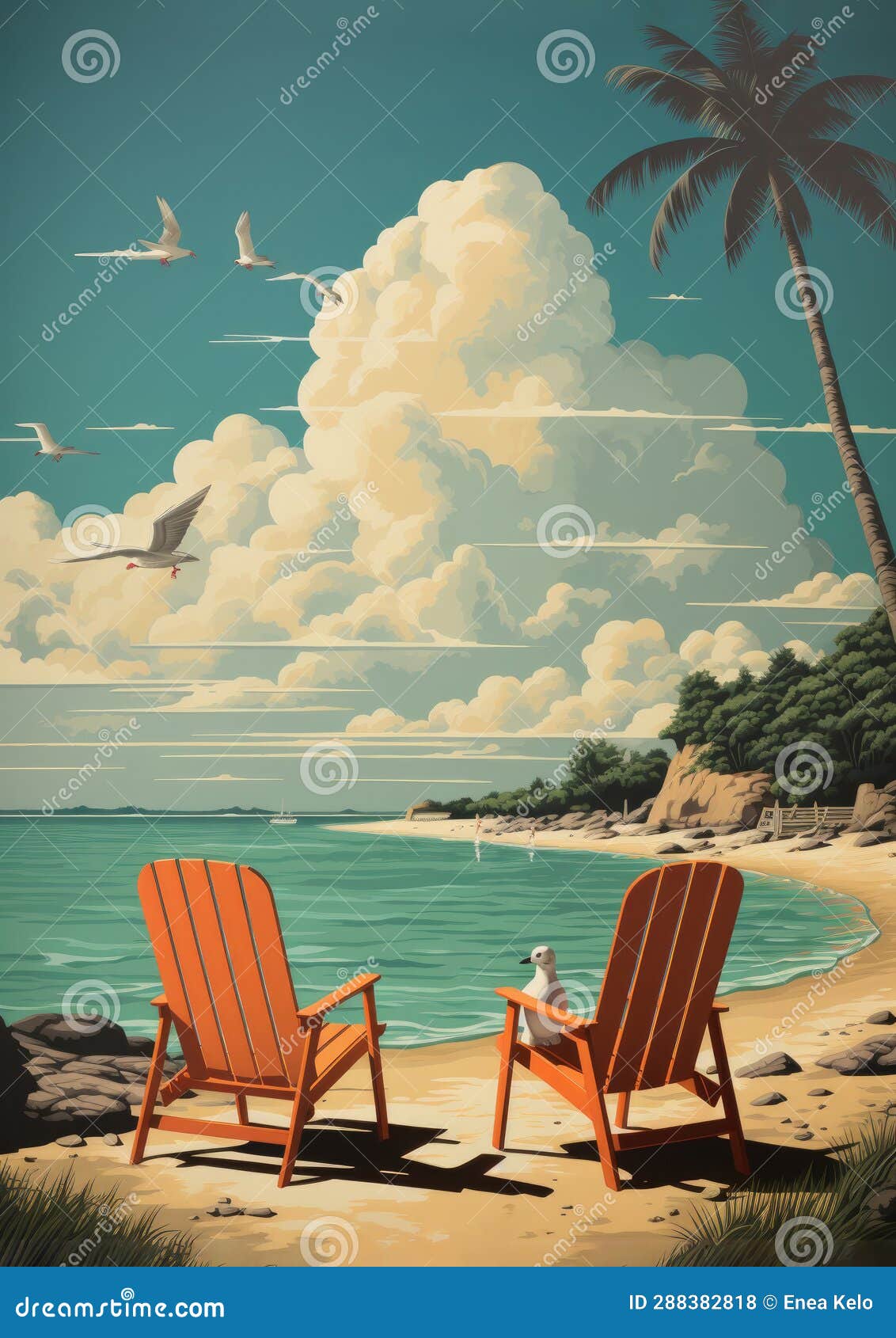 Cute Majestic Surreal Seagull Art Stock Illustration - Illustration of ...