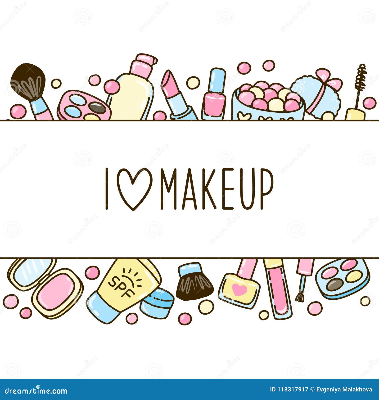 Cute Makeup Border for Your Design Stock Vector - Illustration of icon ...