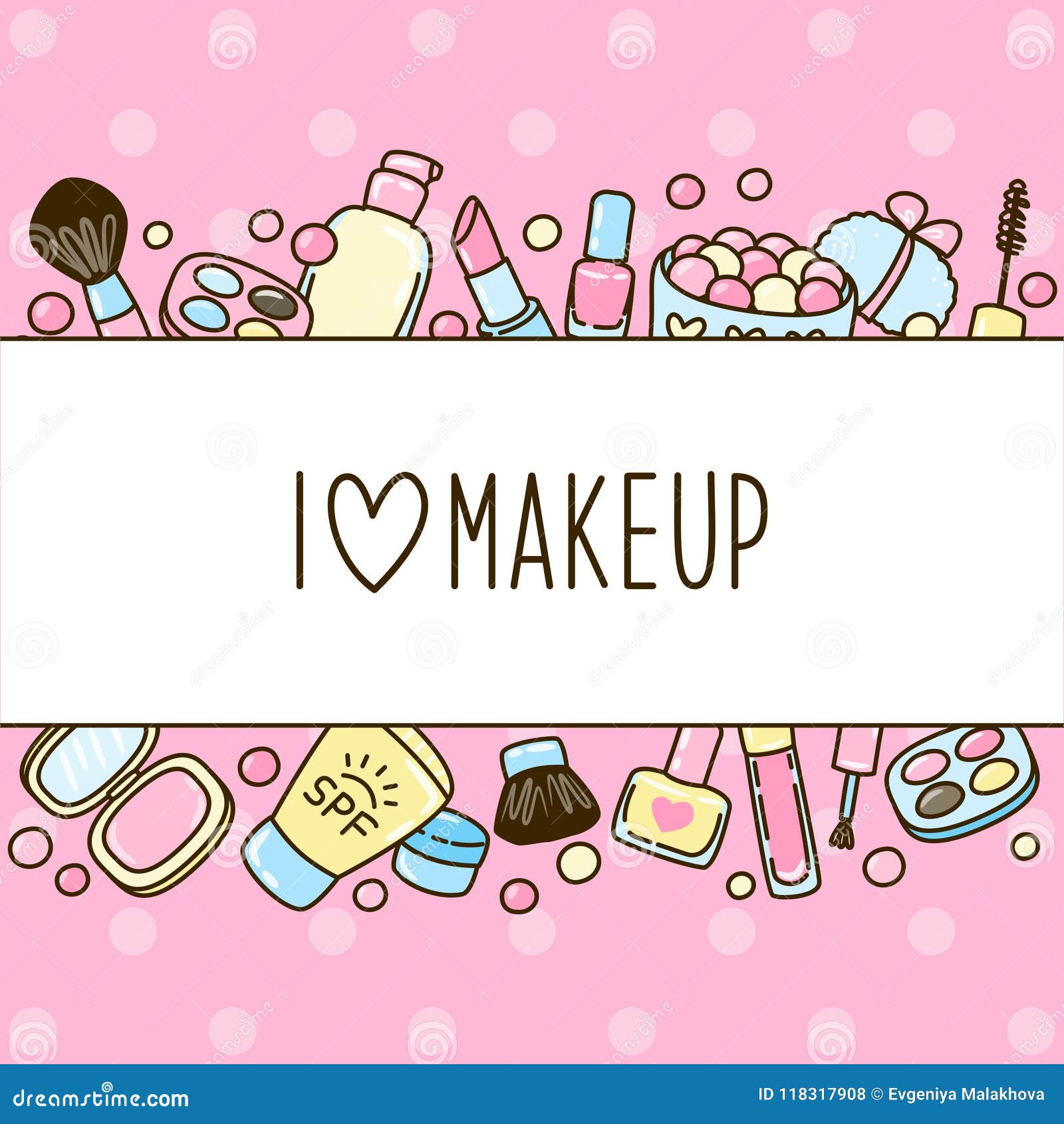 Cute makeup border on pink stock vector. Illustration of pink - 118317908
