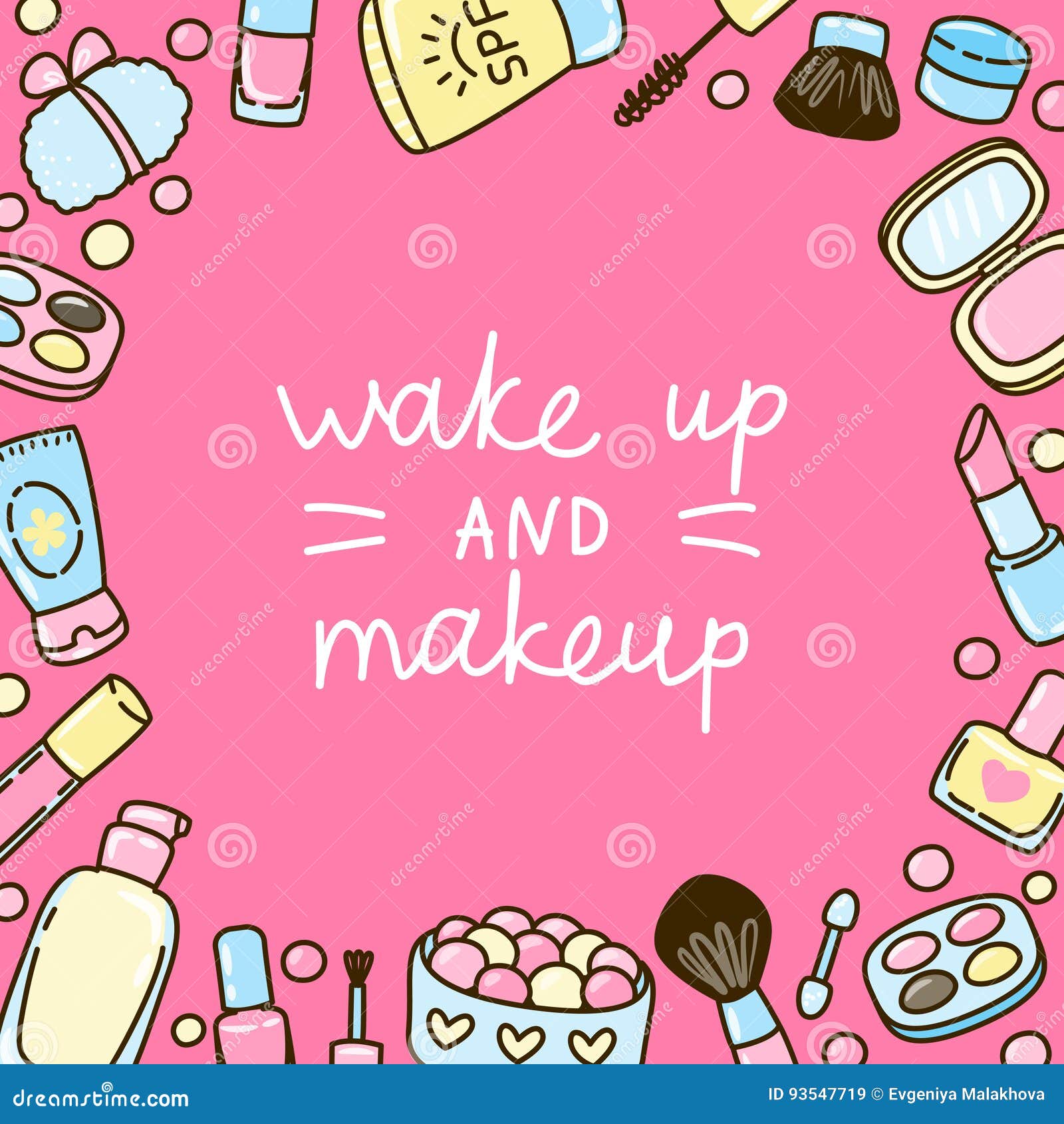 Cute makeup frame stock vector. Illustration of kawaii - 93547719