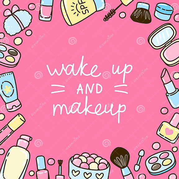 Cute makeup frame stock vector. Illustration of kawaii - 93547719