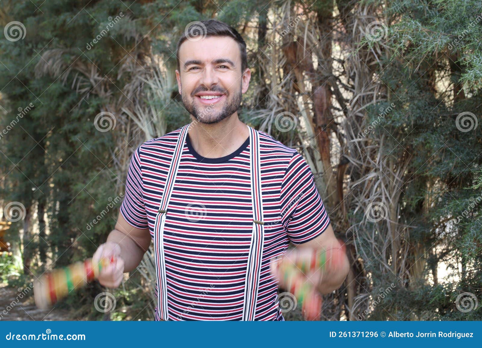 Cute Male Juggler Practicing Outdoors Stock Photo - Image of ...