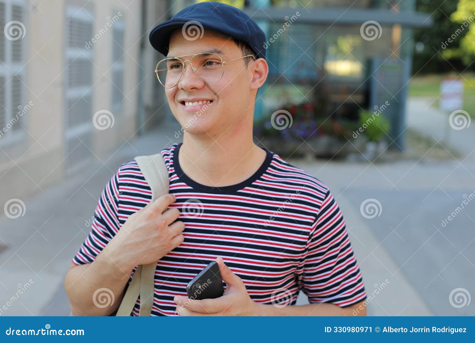 Cute Male Student with His Backpack Stock Image - Image of casual ...