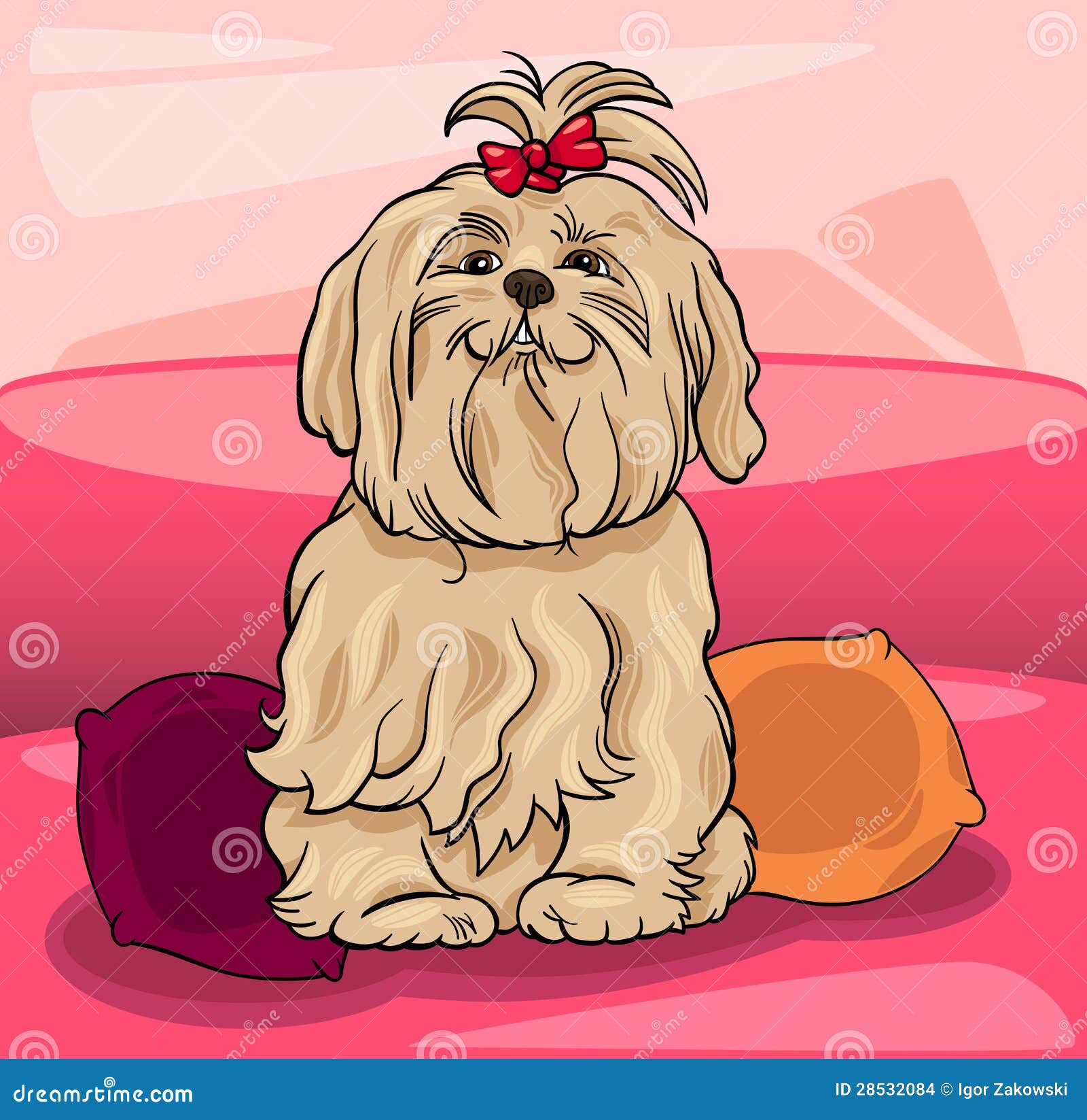 Cute Maltese Dog Cartoon Illustration Stock Vector - Illustration of ...