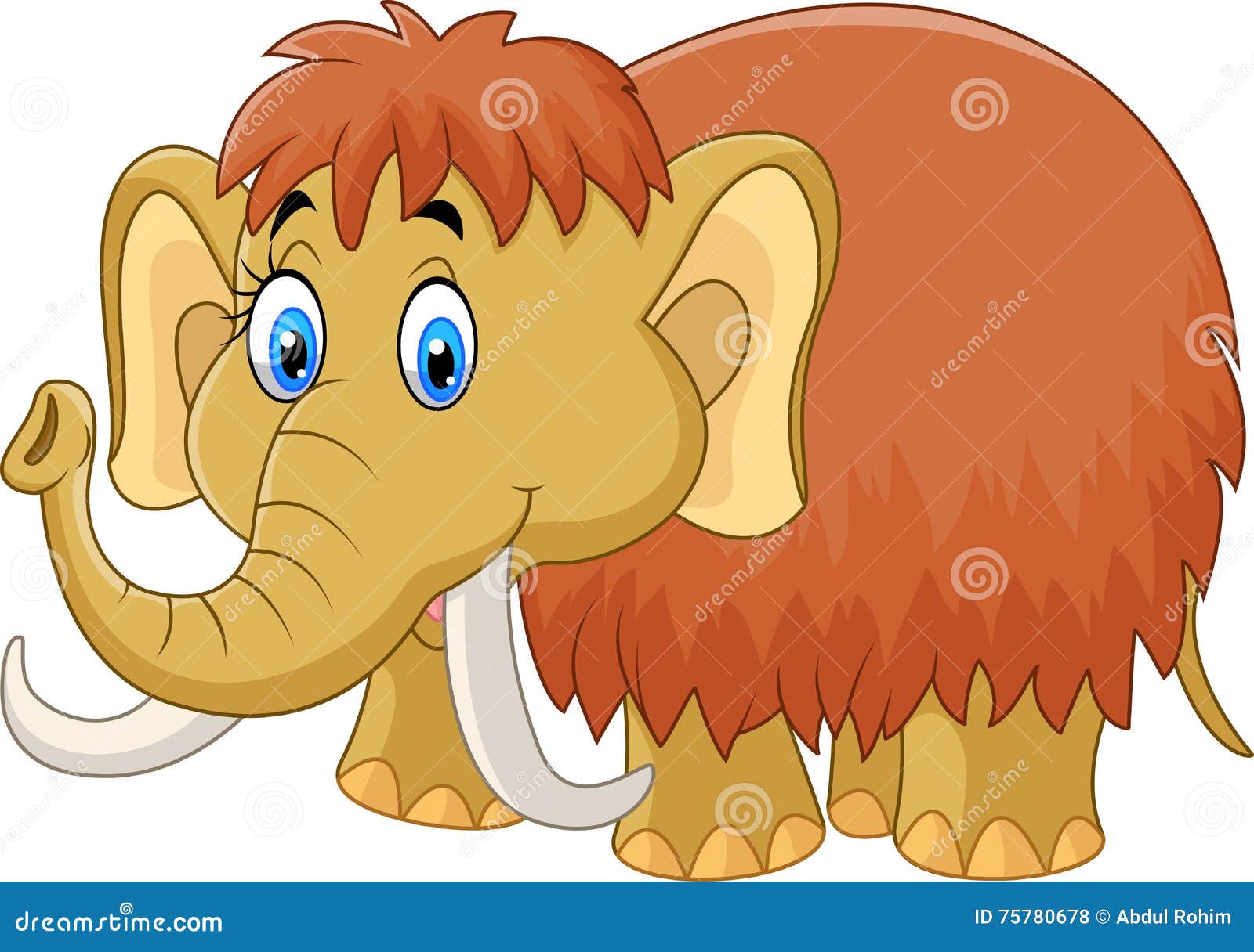 Cute mammoth cartoon stock vector. Illustration of lovely - 75780678