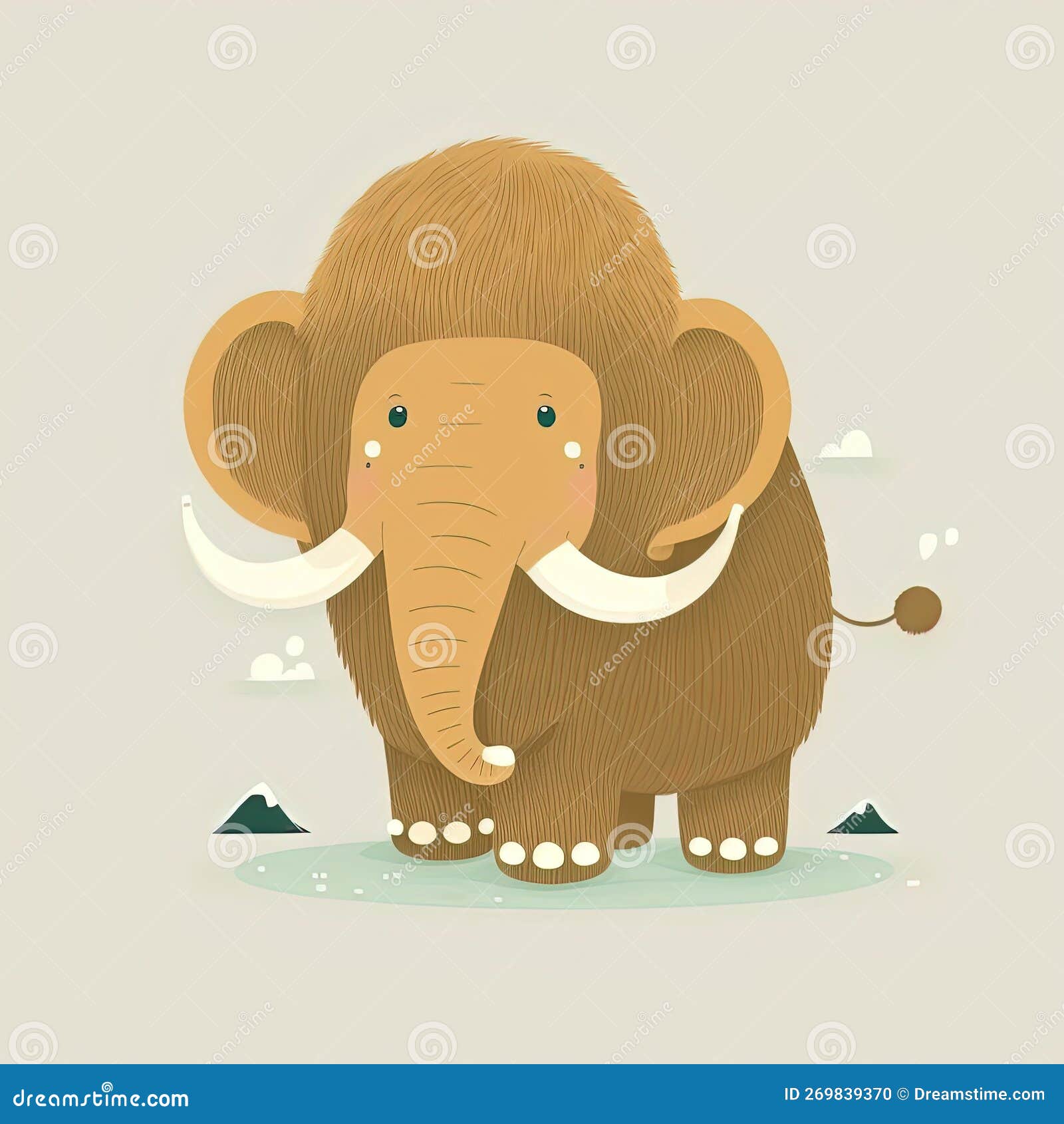 A Cute Mammoth Illustration, Flat Style Design. Generative Ai Stock ...