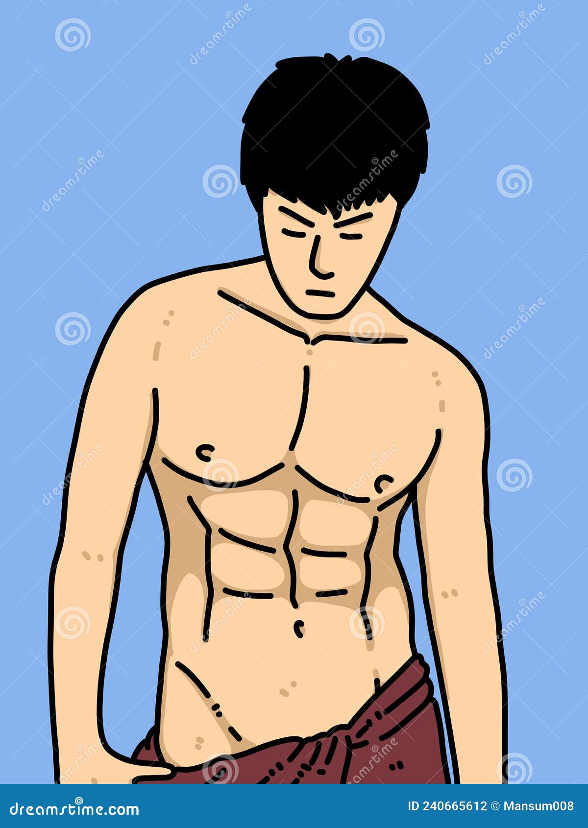 Cute Man Cartoon on Blue Background Stock Illustration - Illustration ...