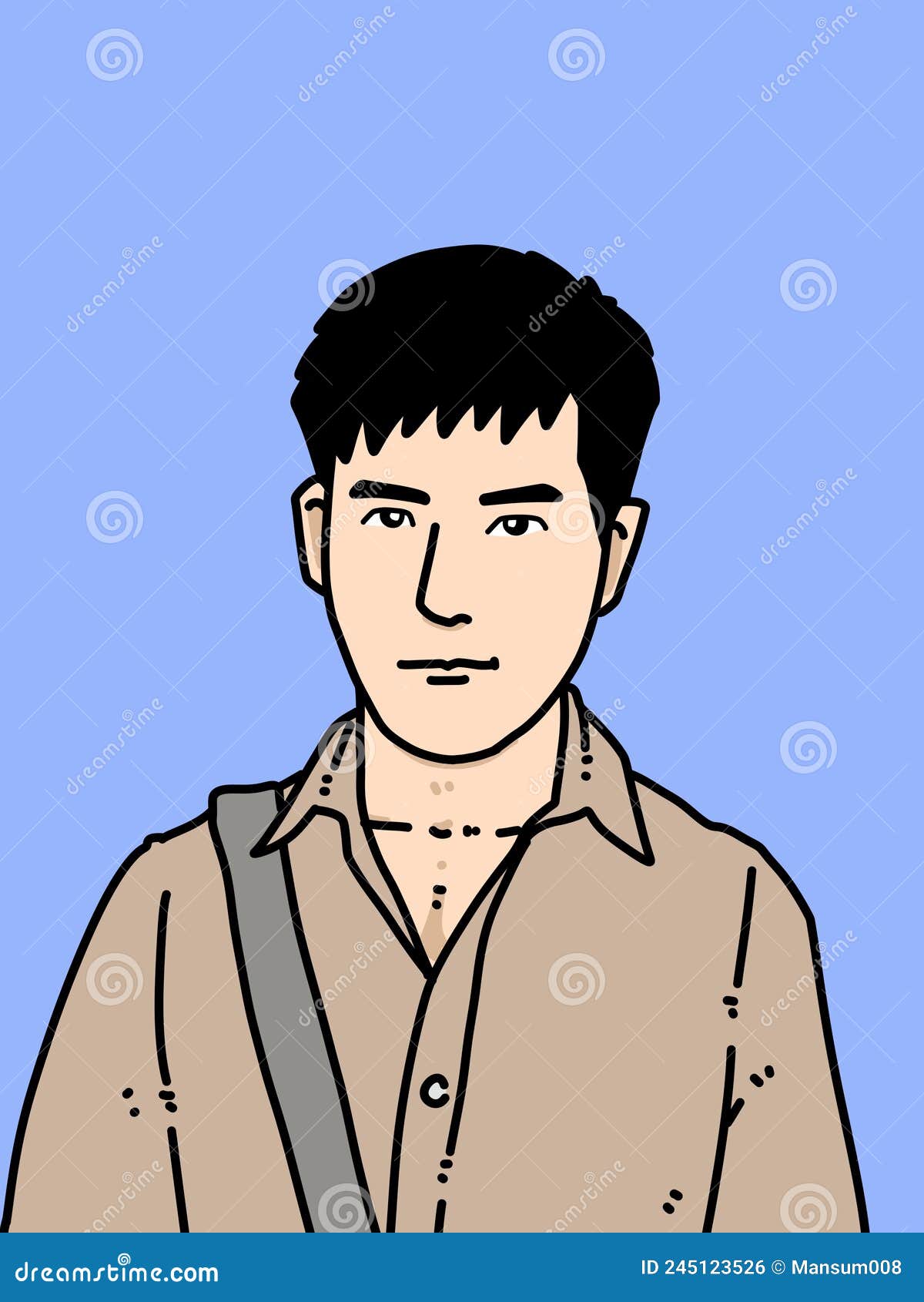 Cute Man Cartoon on Blue Background Stock Illustration - Illustration ...