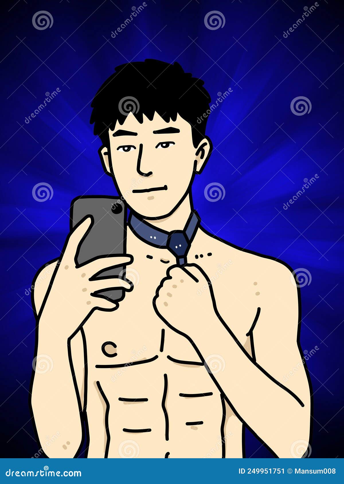 Cute Man Cartoon on Blue Background Stock Illustration - Illustration ...