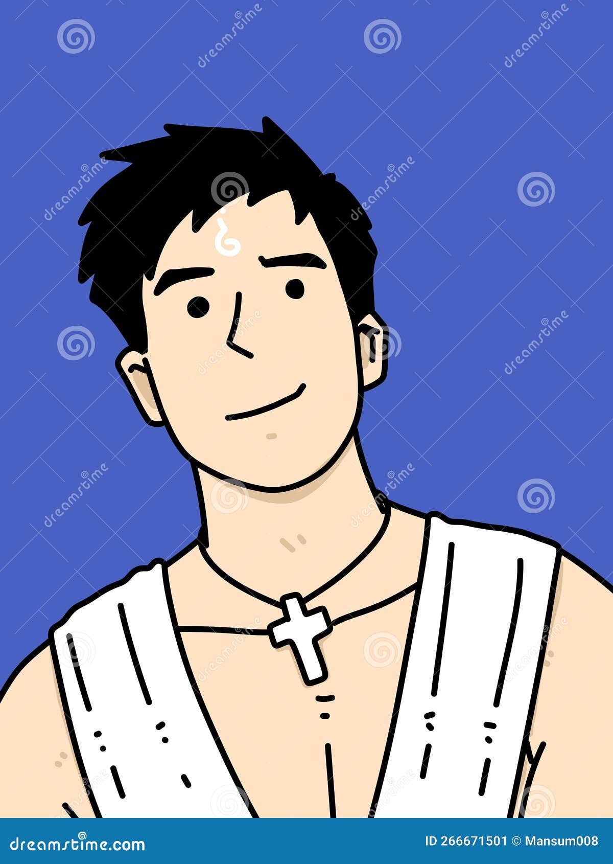 Cute Man Cartoon on Blue Background Stock Illustration - Illustration ...