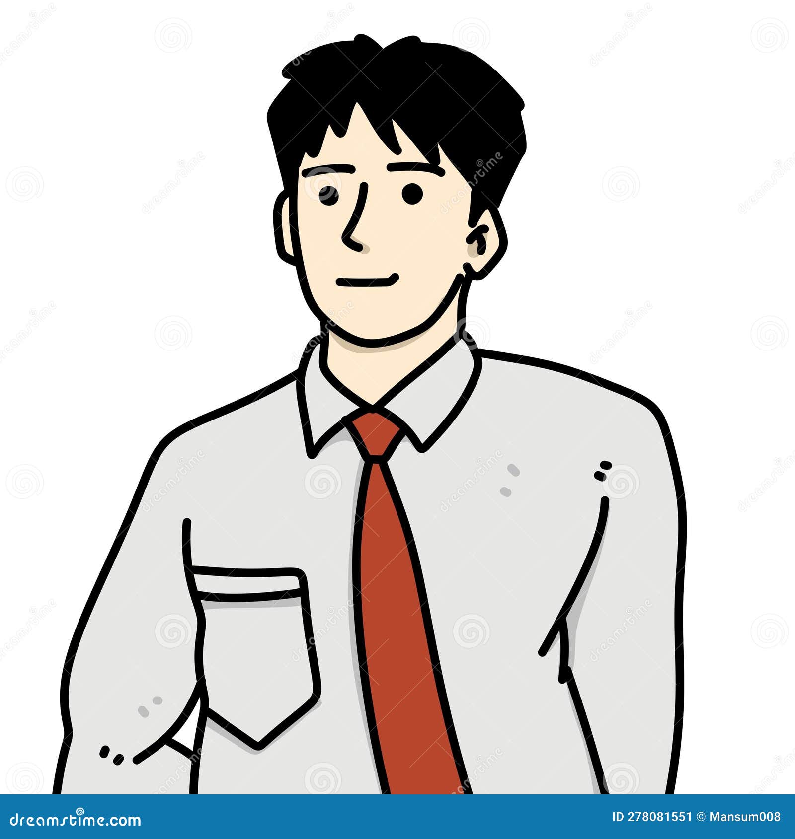 Cute Man Cartoon on White Background Stock Illustration - Illustration ...