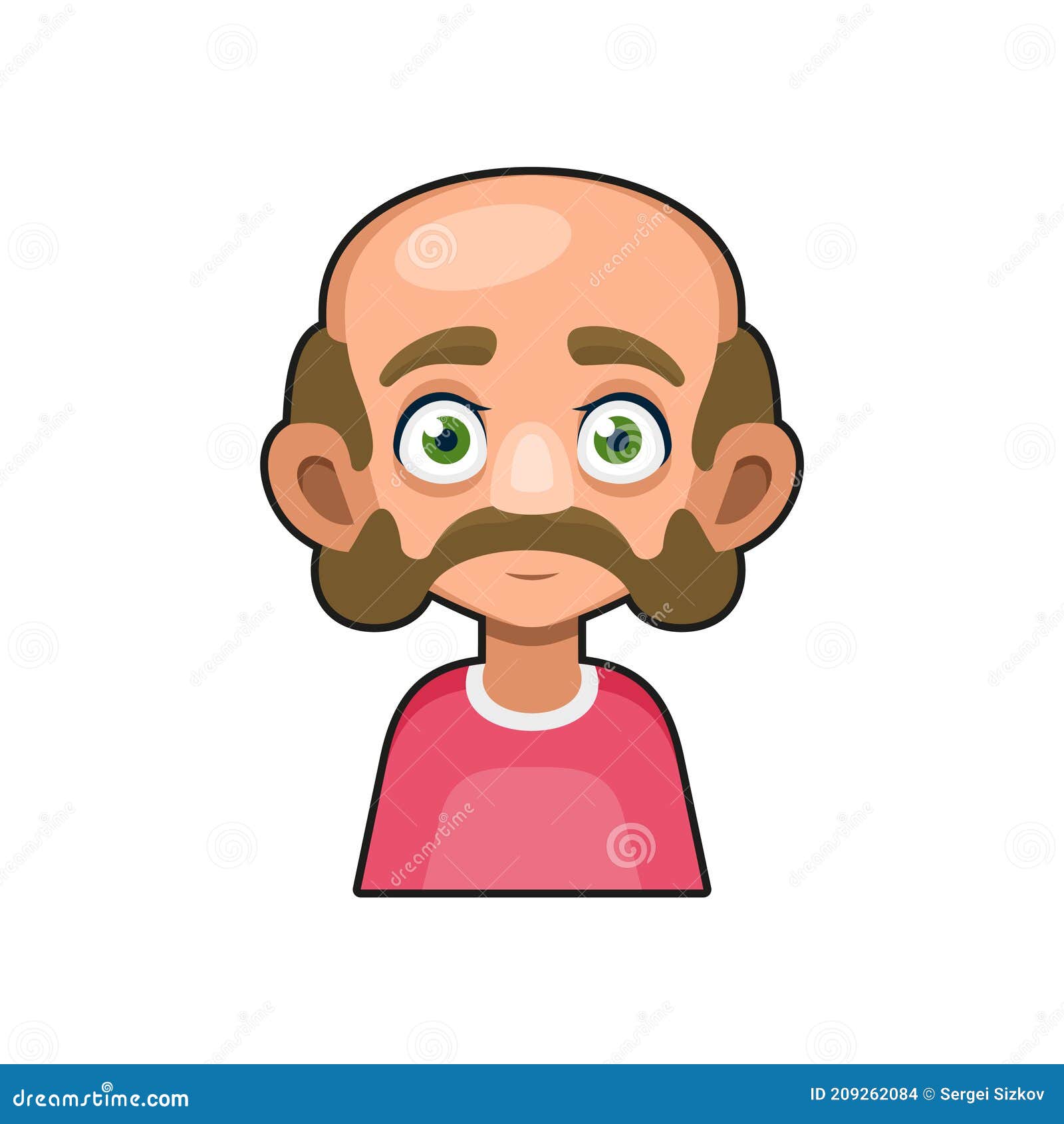 Cute Man Character with Mustache. Cartoon Style Userpic Icon Stock ...