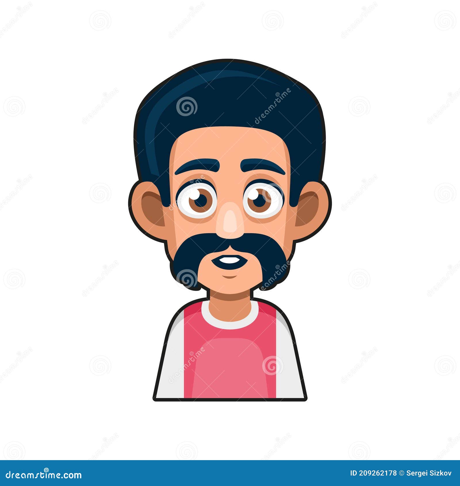 Cute Man Character with Mustache. Cartoon Style Userpic Icon Stock ...