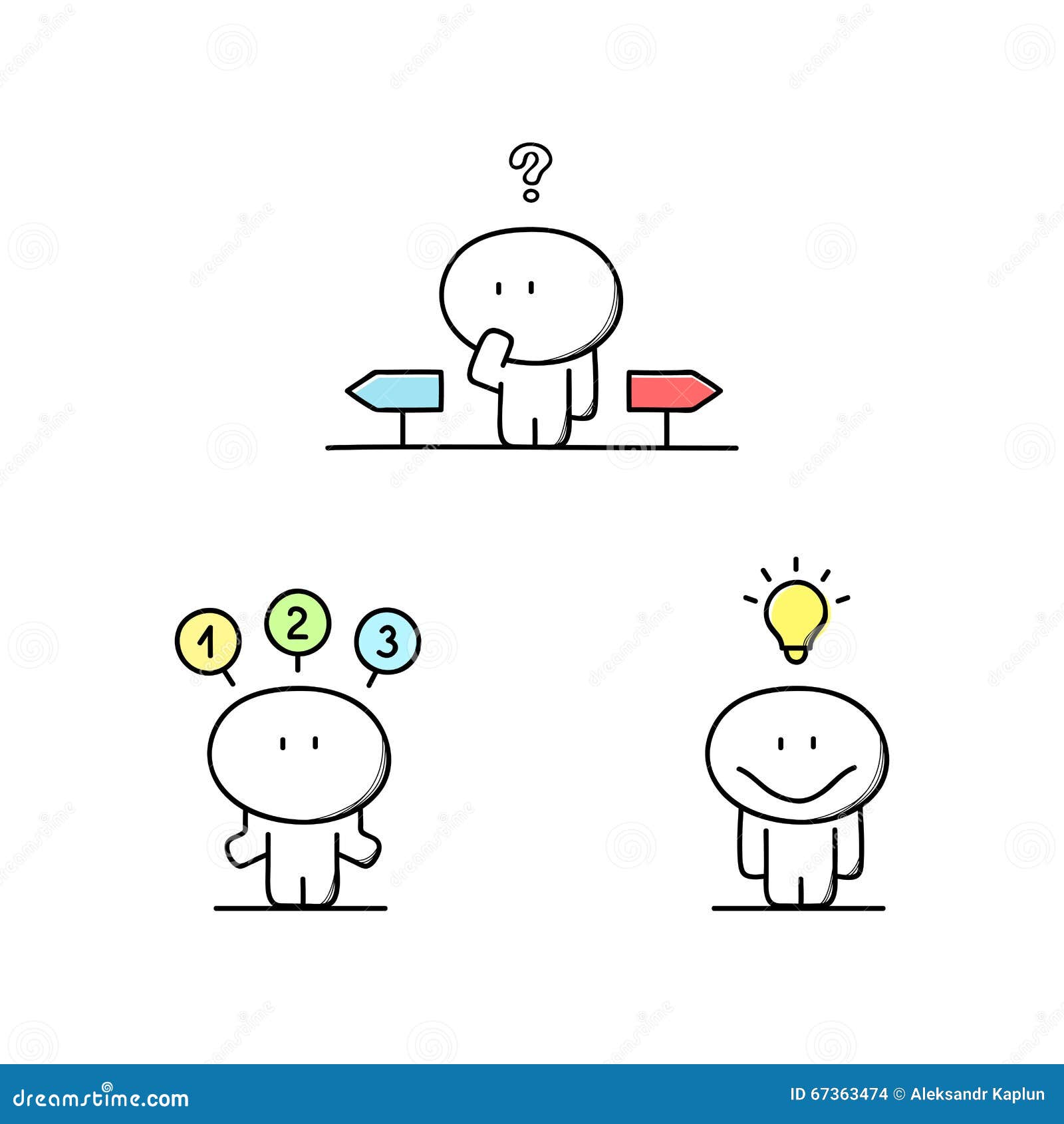 Cute man makes a decision stock vector. Illustration of cartoon - 67363474