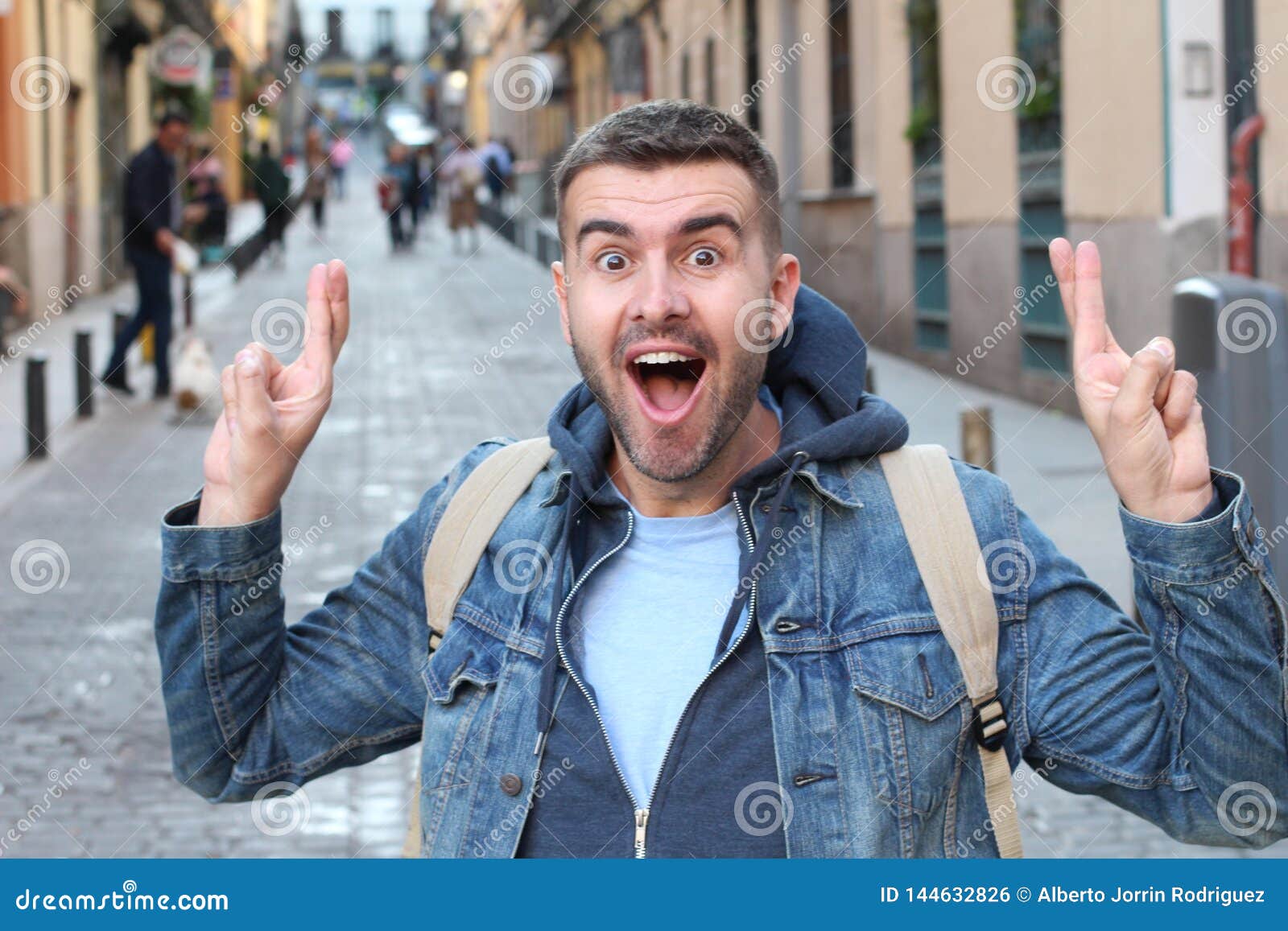 Cute man making a wish stock photo. Image of lottery - 144632826