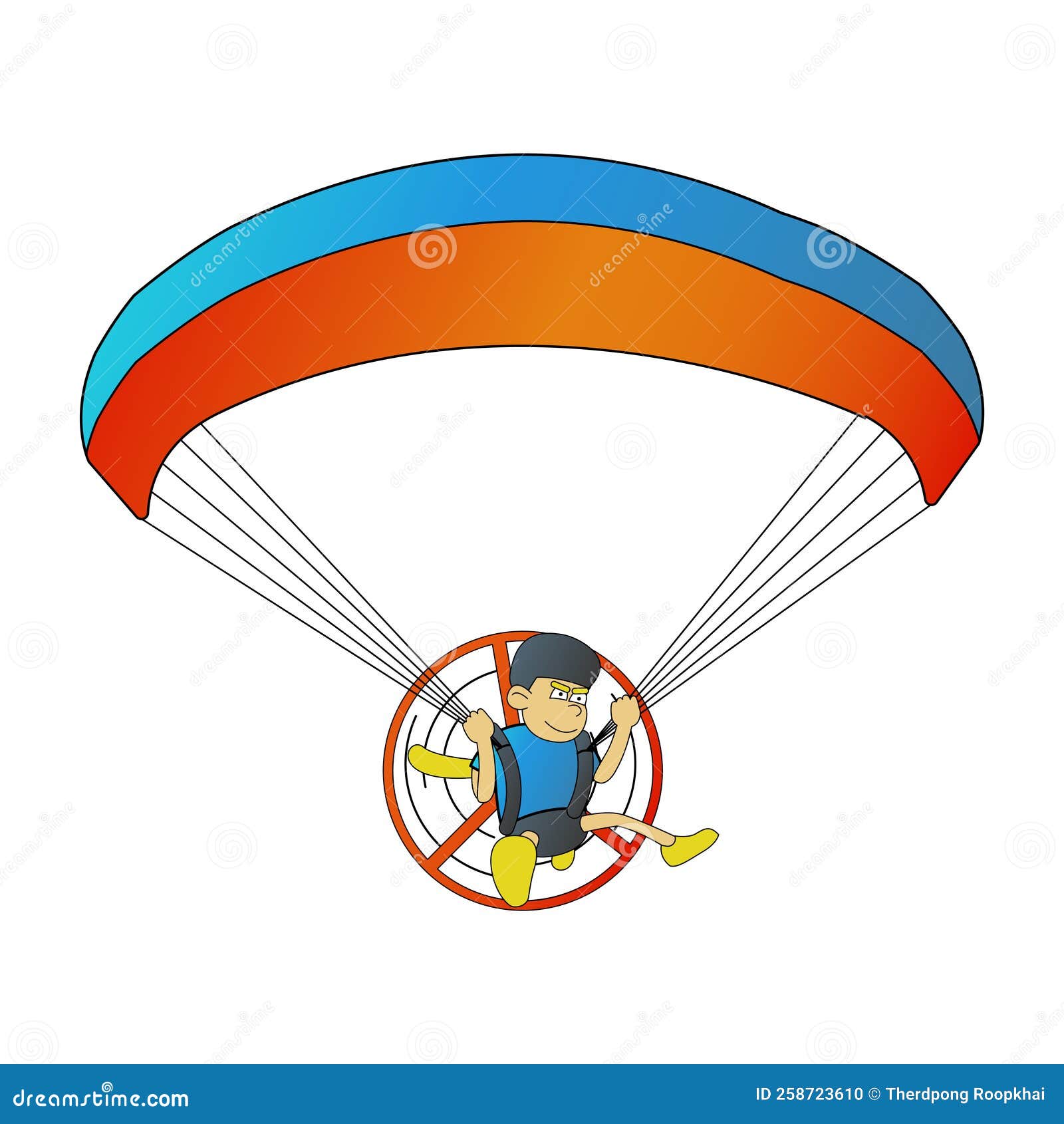 Powered Paragliding. Pilot And Passenger In Parachute Tandem Paraglider ...