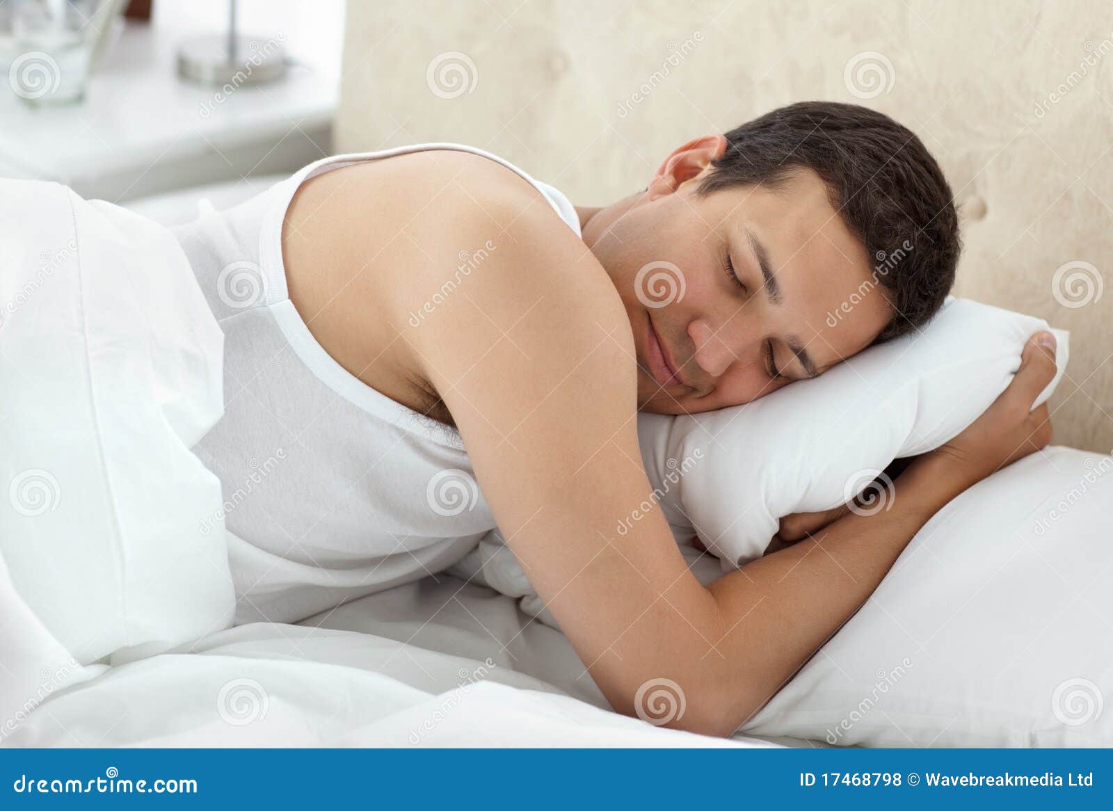 Cute Man Sleeping Peacefully on His Bed Stock Photo - Image of home ...