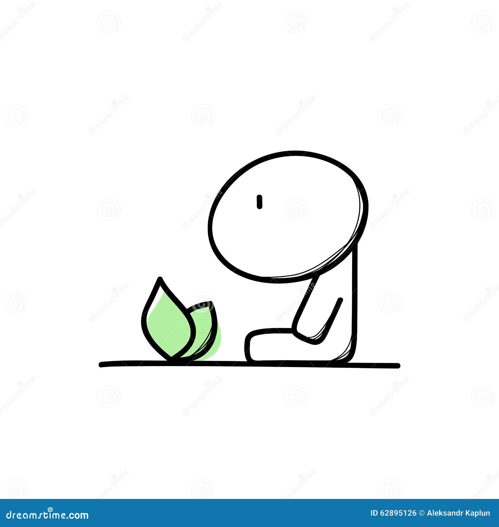 Cute man with sprout stock vector. Illustration of love - 62895126