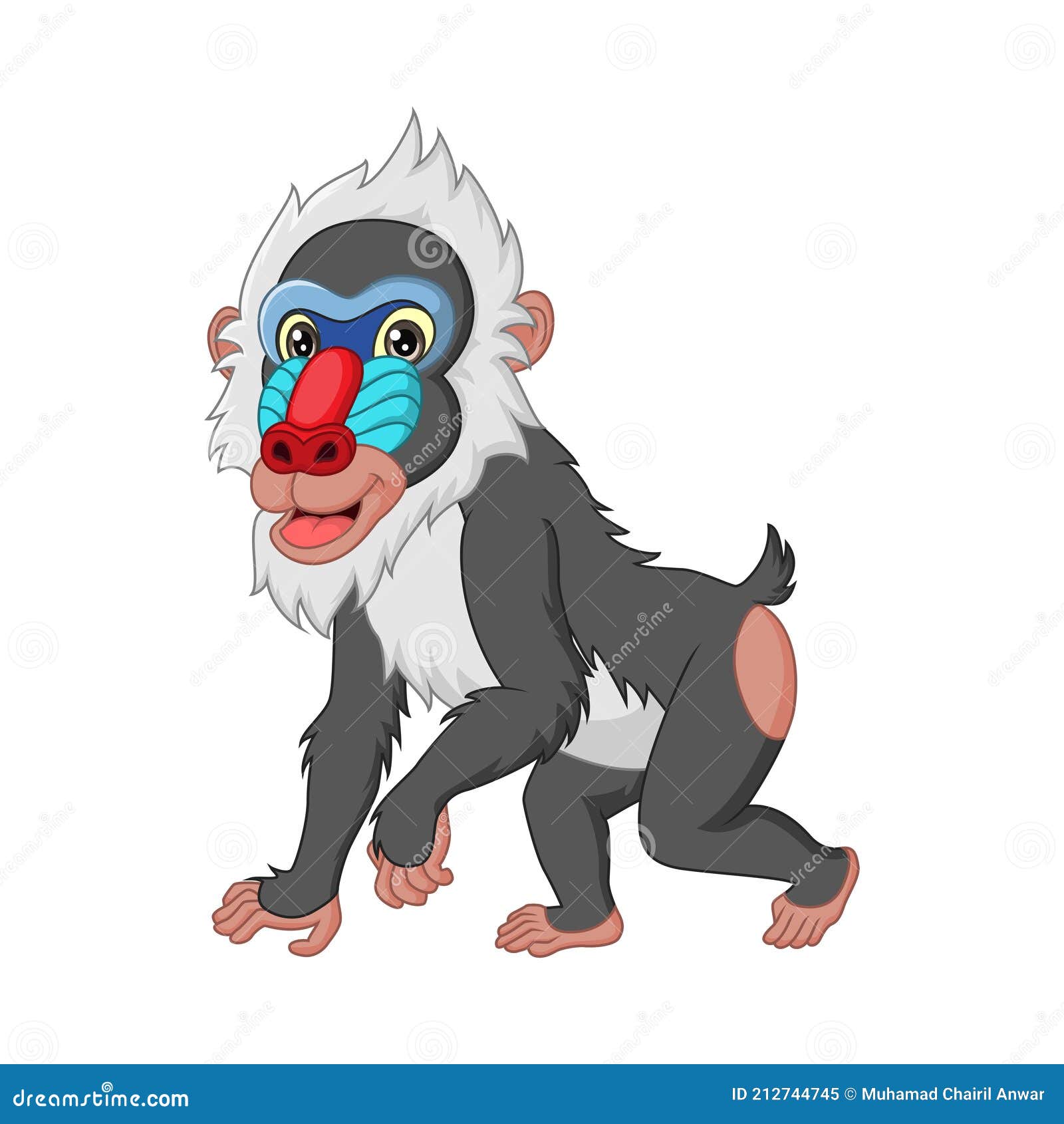 Cute Baboon Isolated On White BacKground Vector Illustration ...