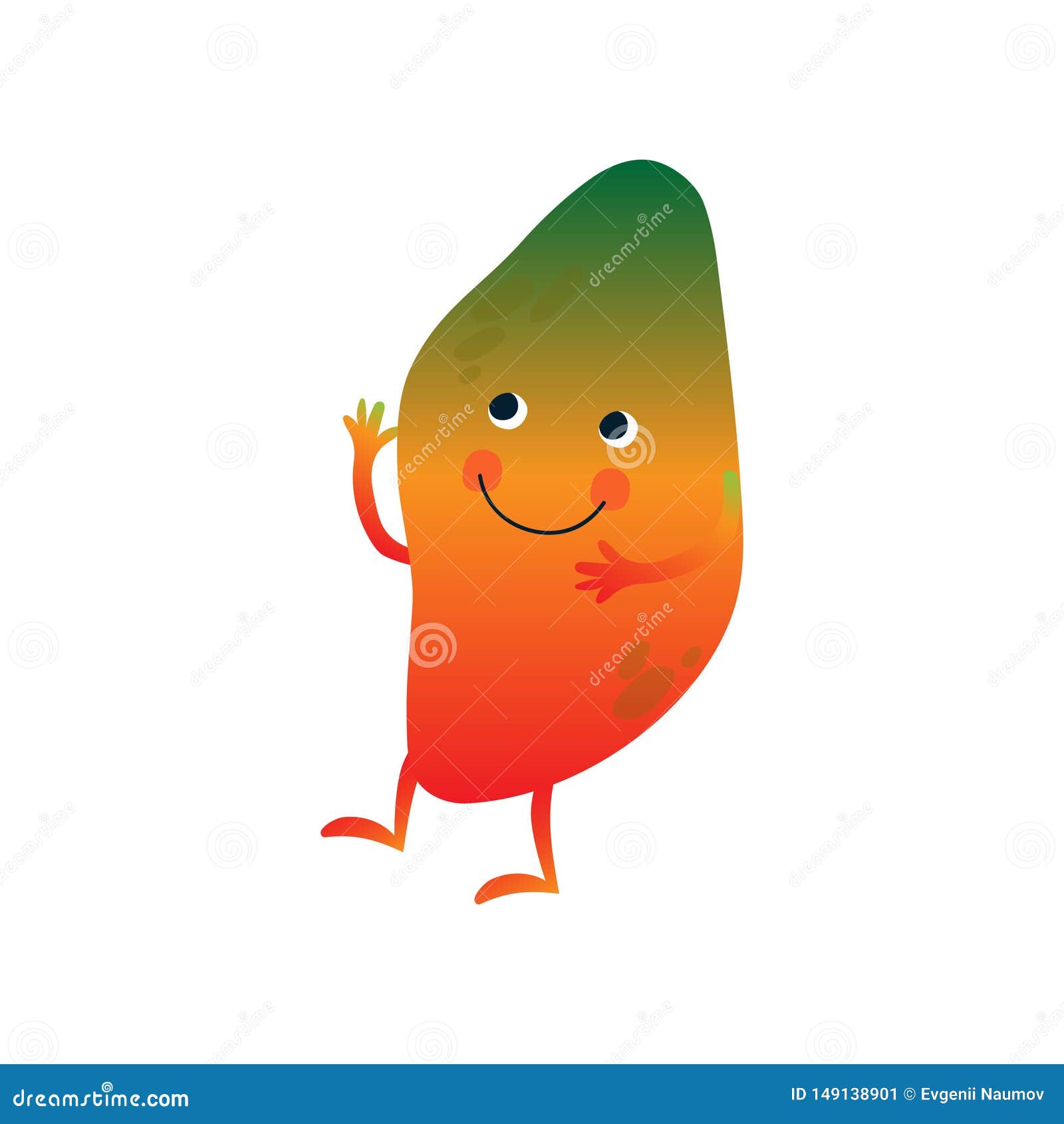 Cute Mango, Cheerful Funny Fruit Cartoon Character with Funny Face ...
