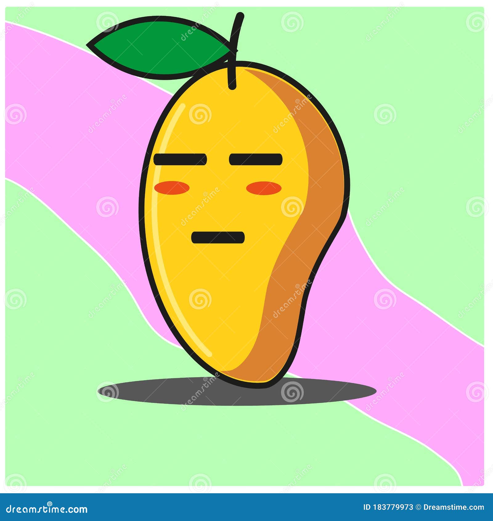 Cute Mango Fruit Cartoon Expressionless Face Mascot Character Vector ...