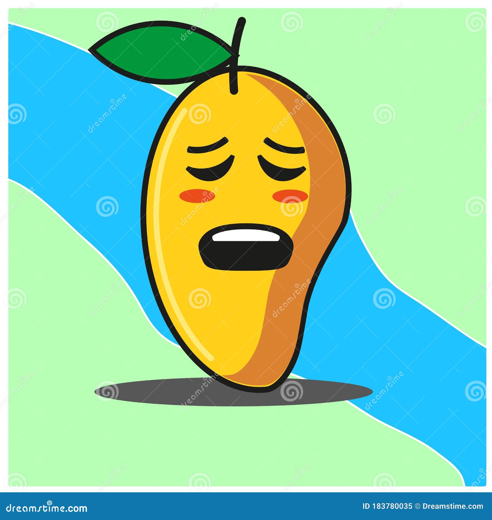 Tired Cute Mango Fruit Cartoon Face Mascot Character Vector Design ...