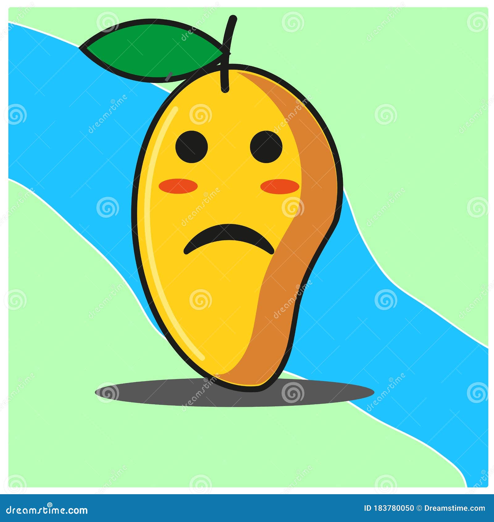Sad Cute Mango Fruit Cartoon Face Mascot Character Vector Design Stock ...
