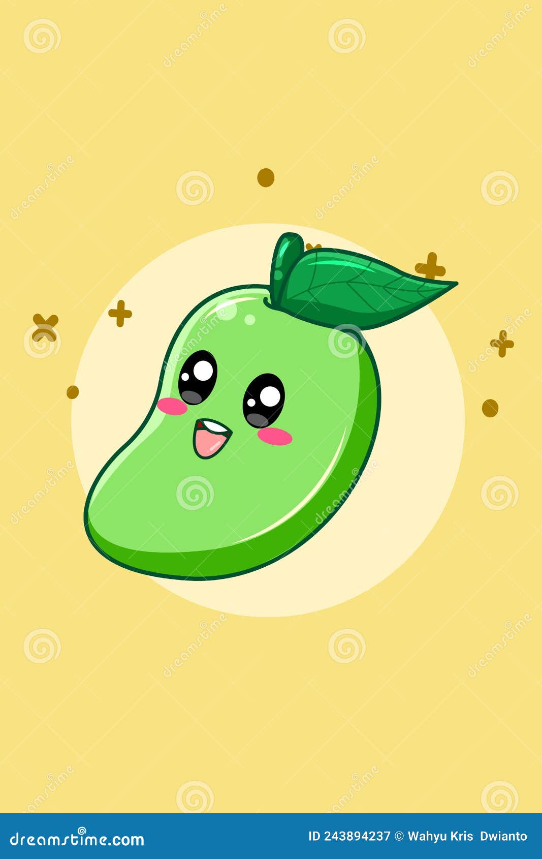 Cute Mango Fruit Cartoon Illustration Stock Vector - Illustration of ...
