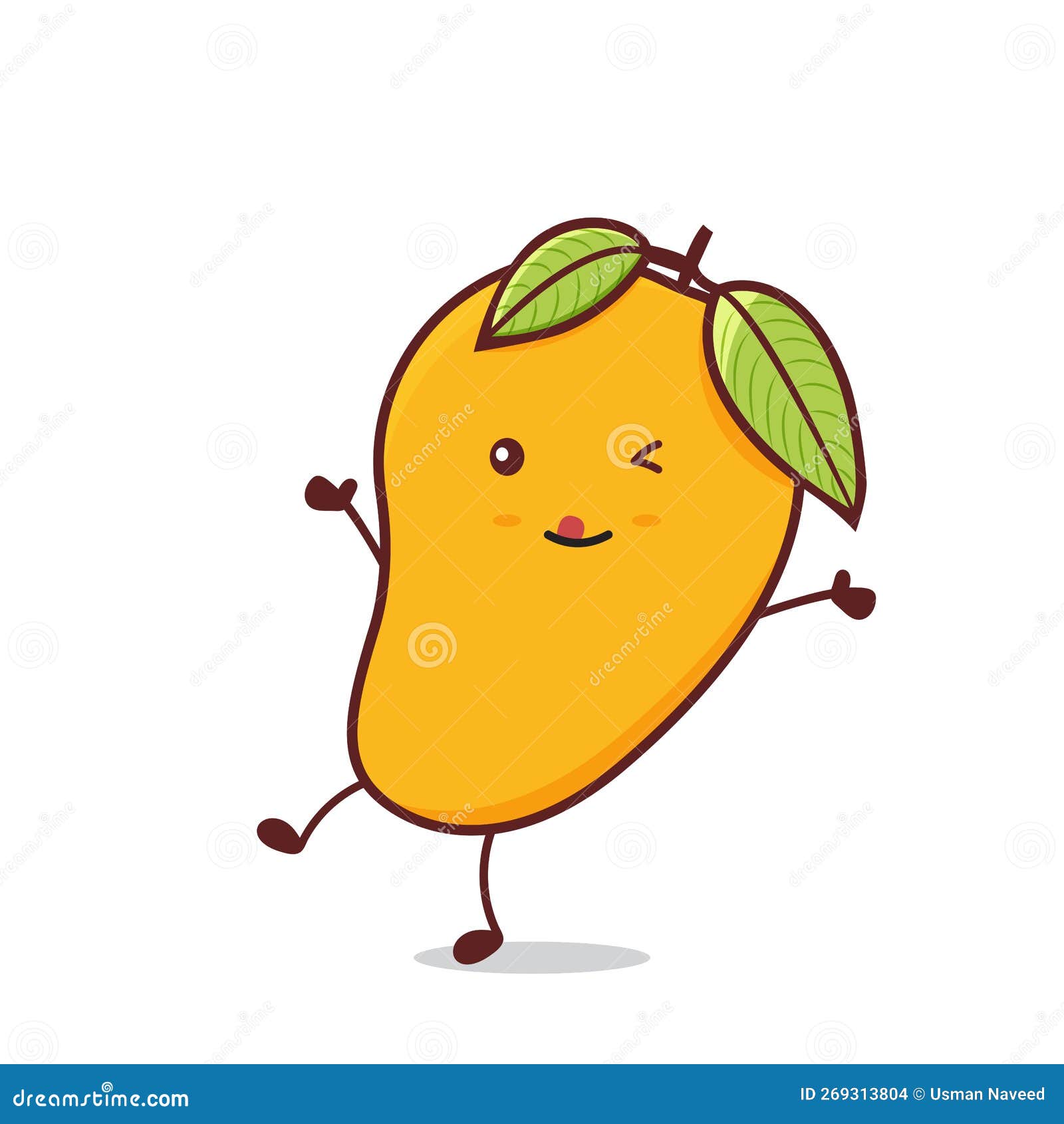 Cute Mango Fruit Mascot Cartoon Illustration Vector Stock Vector ...