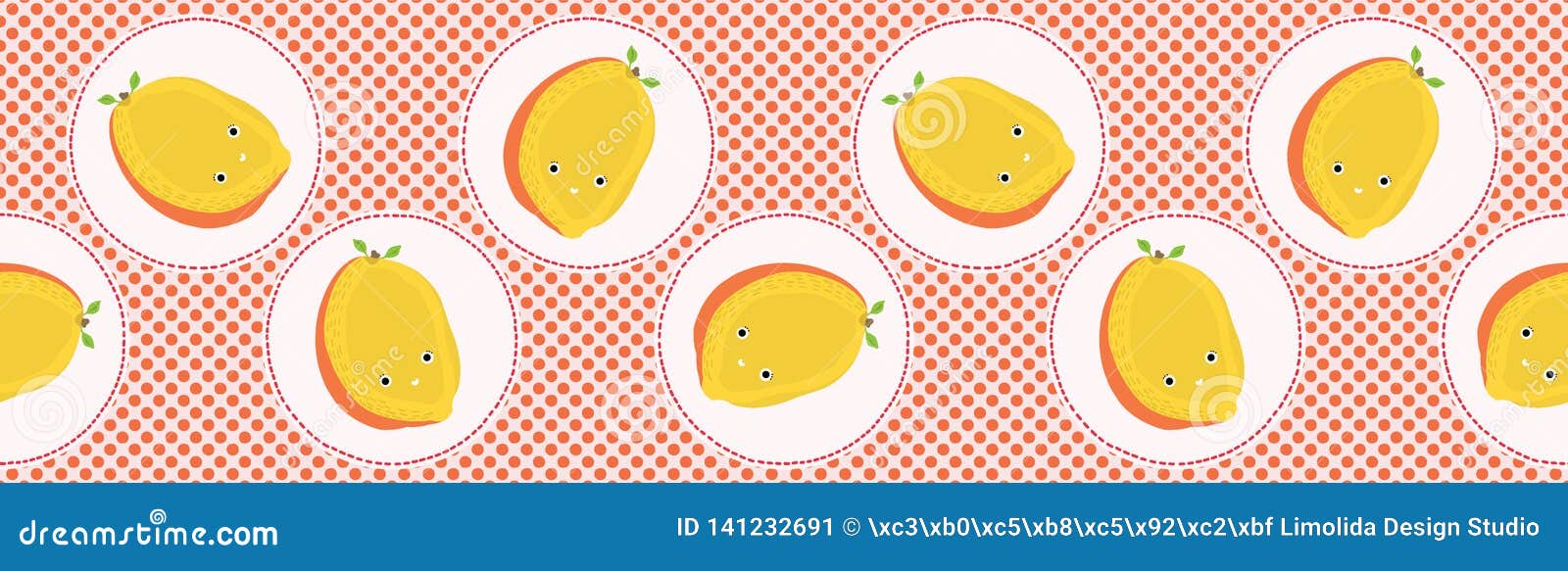 Cute Mango Fruit Polka Dot Vector Illustration. Seamless Repeating ...