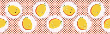 Cute Mango Fruit Polka Dot Vector Illustration. Seamless Repeating ...