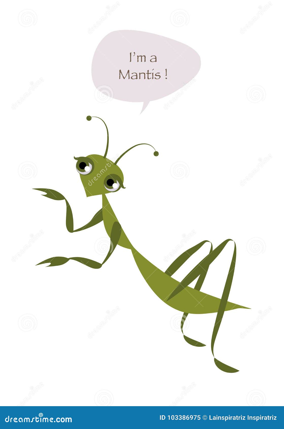 Cute Mantis With Bug And Moth Ink Drawing. Mantis Illustration For ...