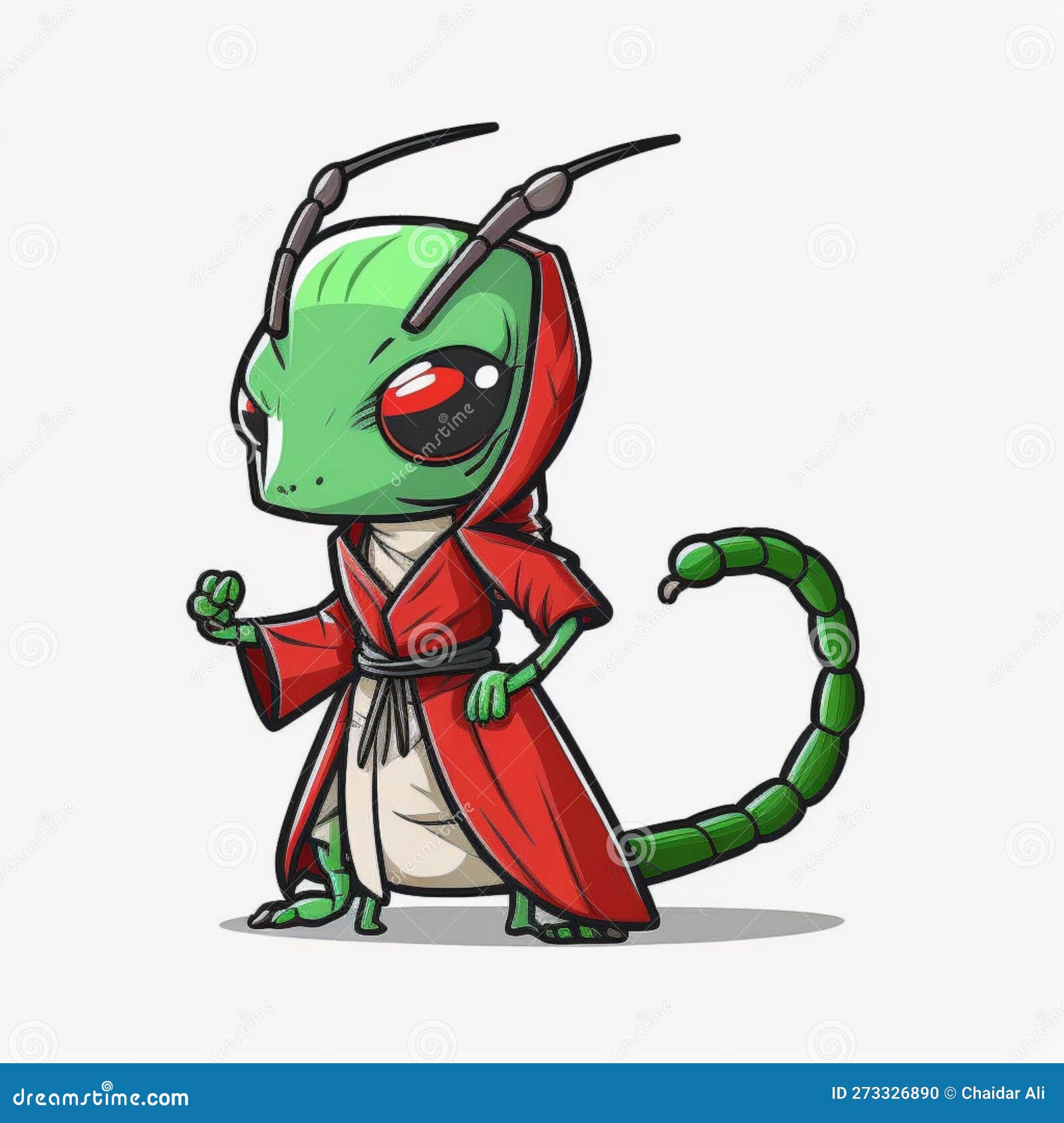 Cute Mantis Wearing Red Robe Stock Illustration - Illustration of cute ...