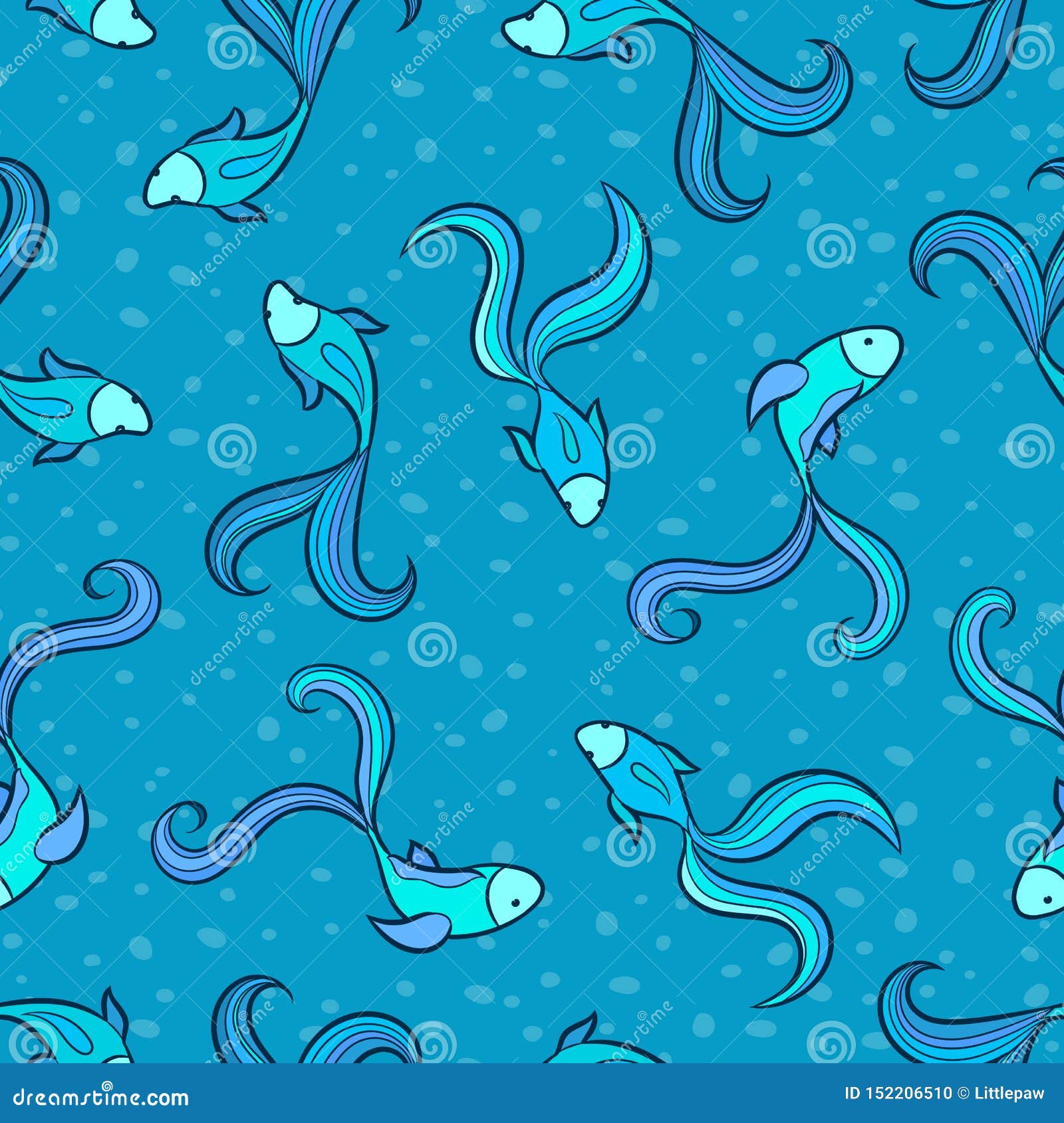 Cute Marine Seamless Pattern with Fish. Texture for Wallpapers, Fabric ...