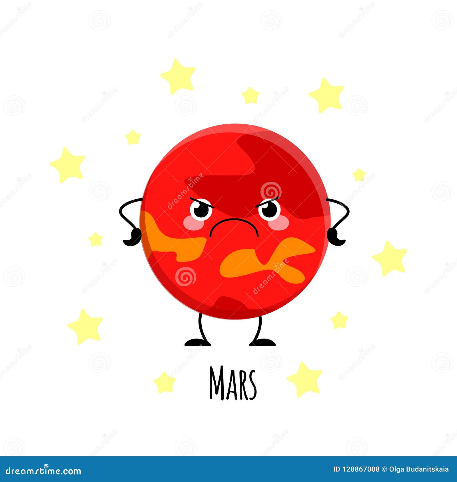 Cute Mars Planet Kawaii Characters Vector Illustration Isolate Stock Vector Illustration Of