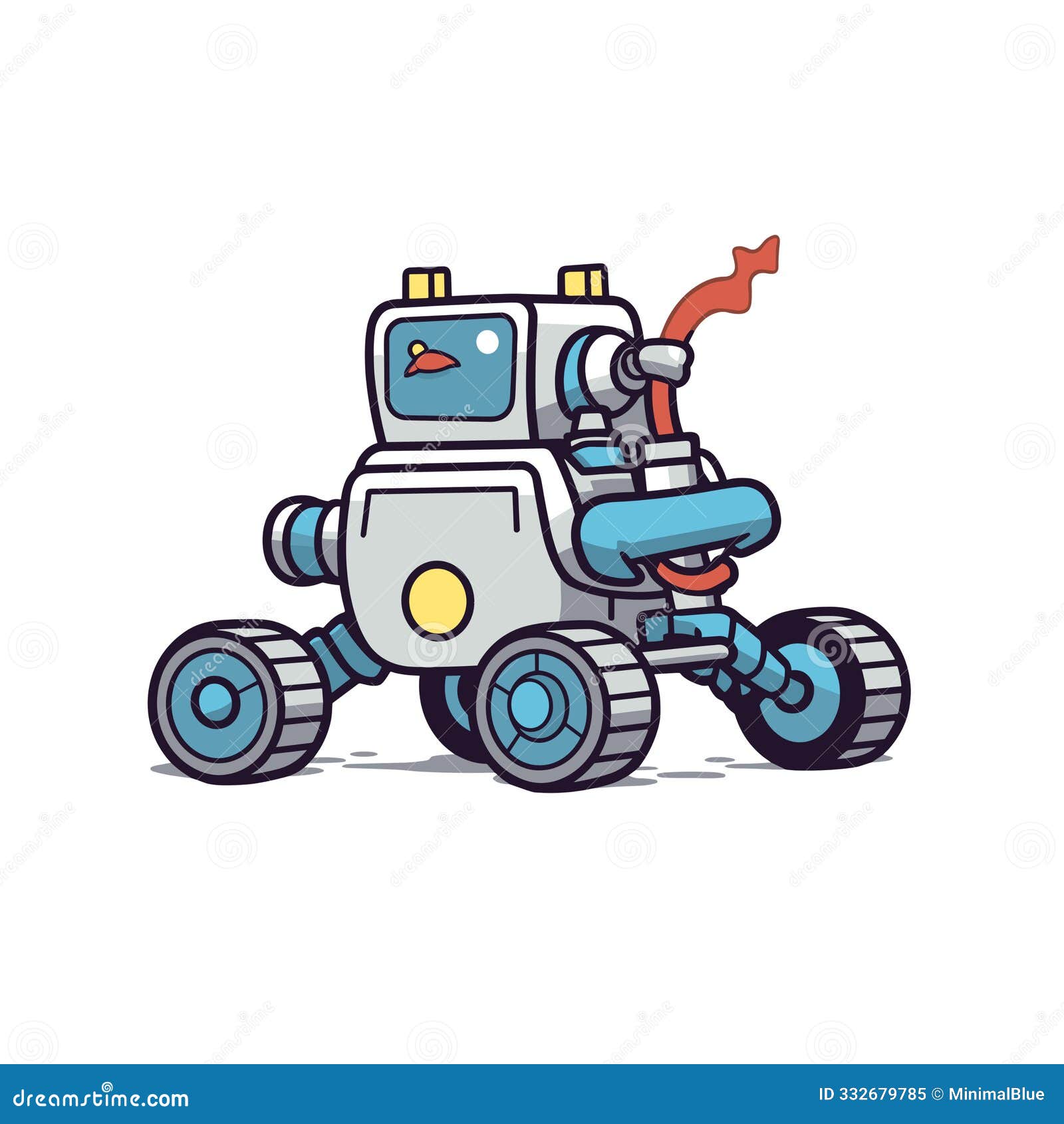 Cute Mars Rover Icon with Simple Design on White Background Stock ...