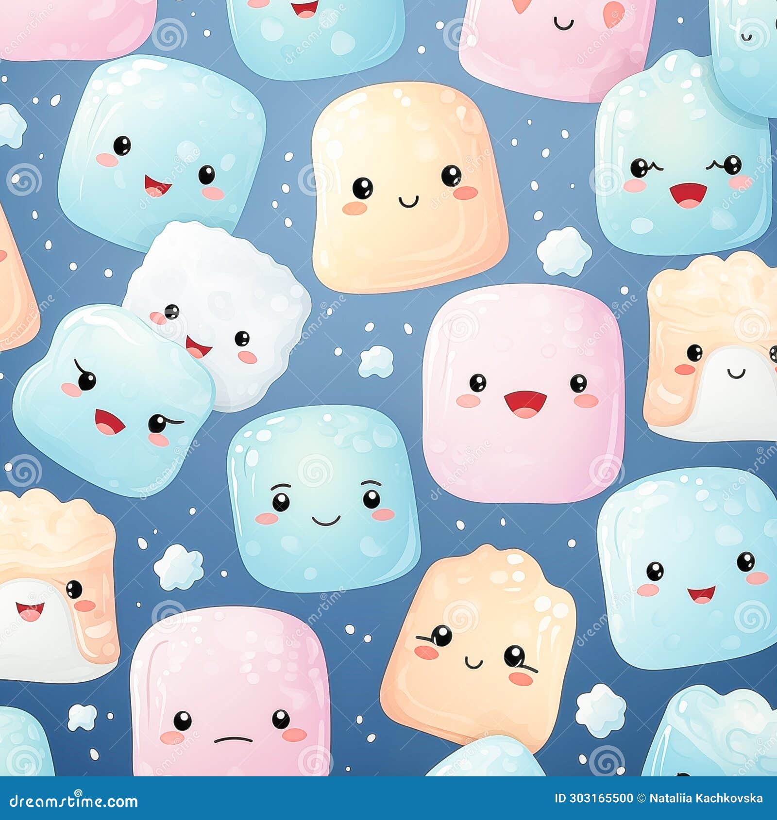 Cute marshmallow pattern stock illustration. Illustration of face ...