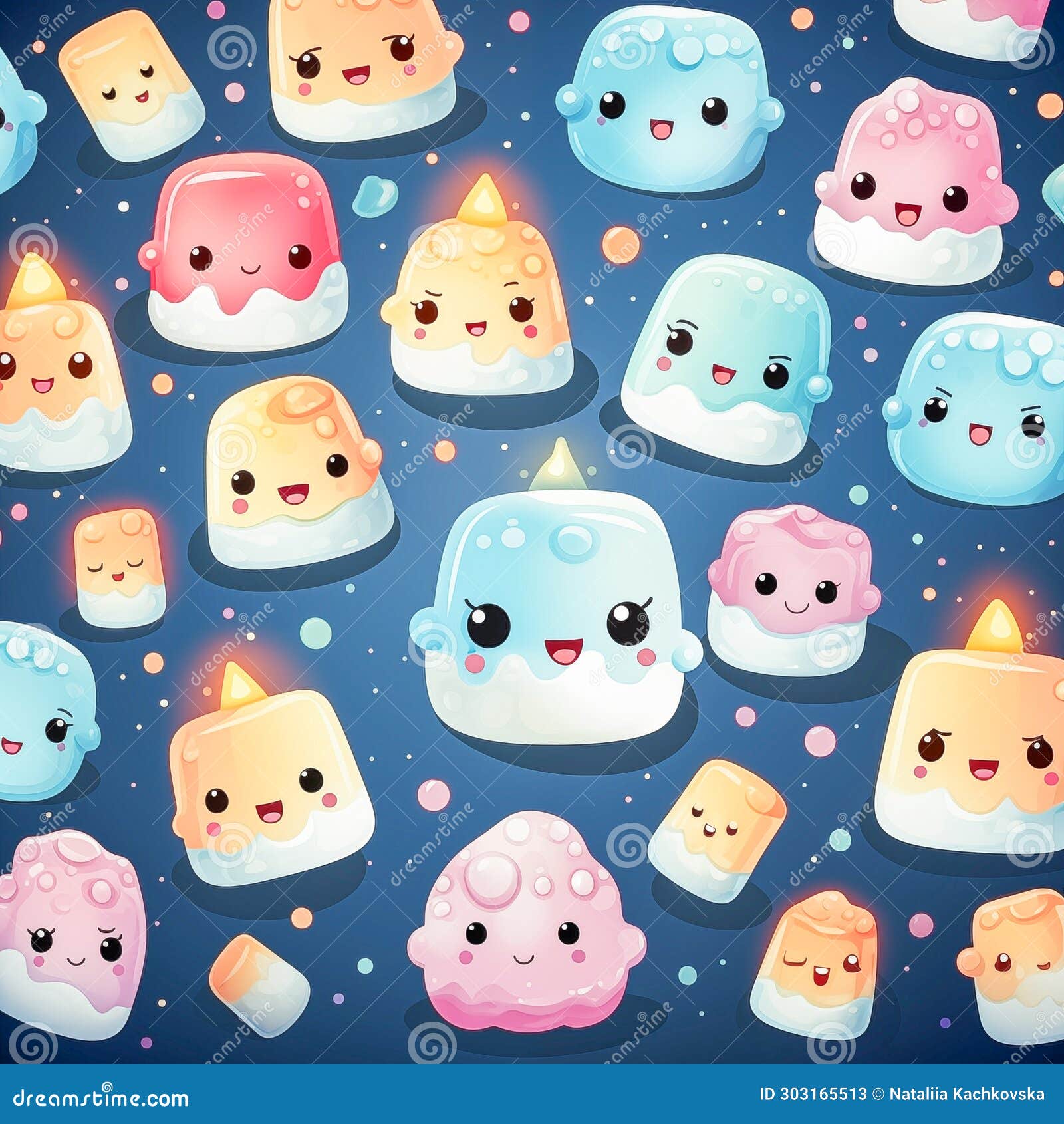 Cute marshmallow pattern stock illustration. Illustration of colorful ...