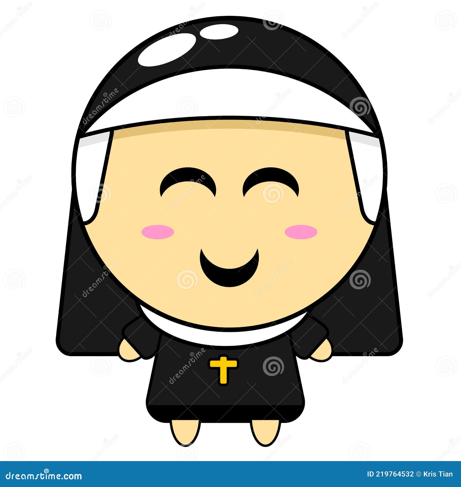 Cute mascot nun stock vector. Illustration of chibi - 219764532