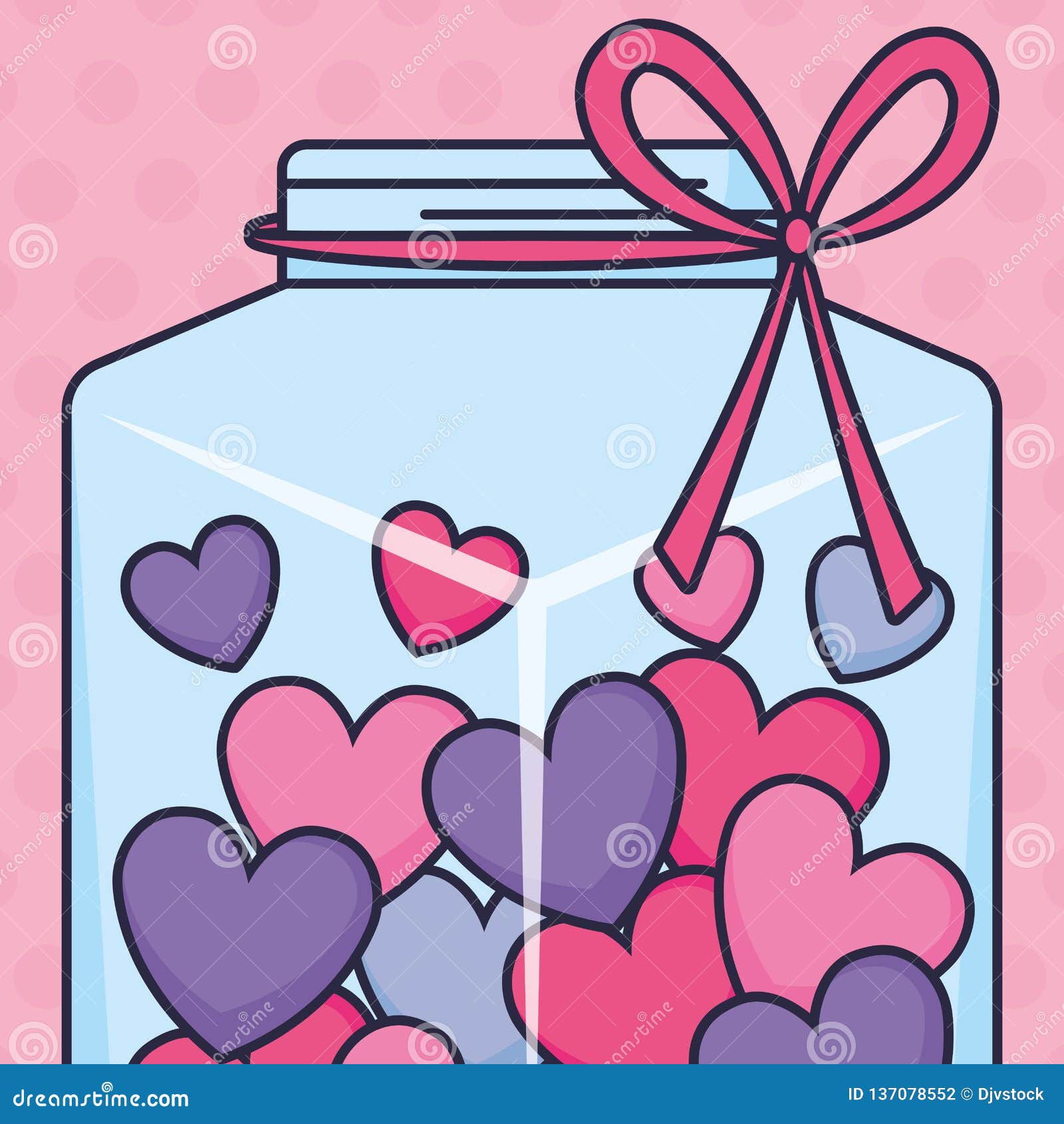 Cute Mason Jar with Love Hearts Stock Vector - Illustration of romance ...