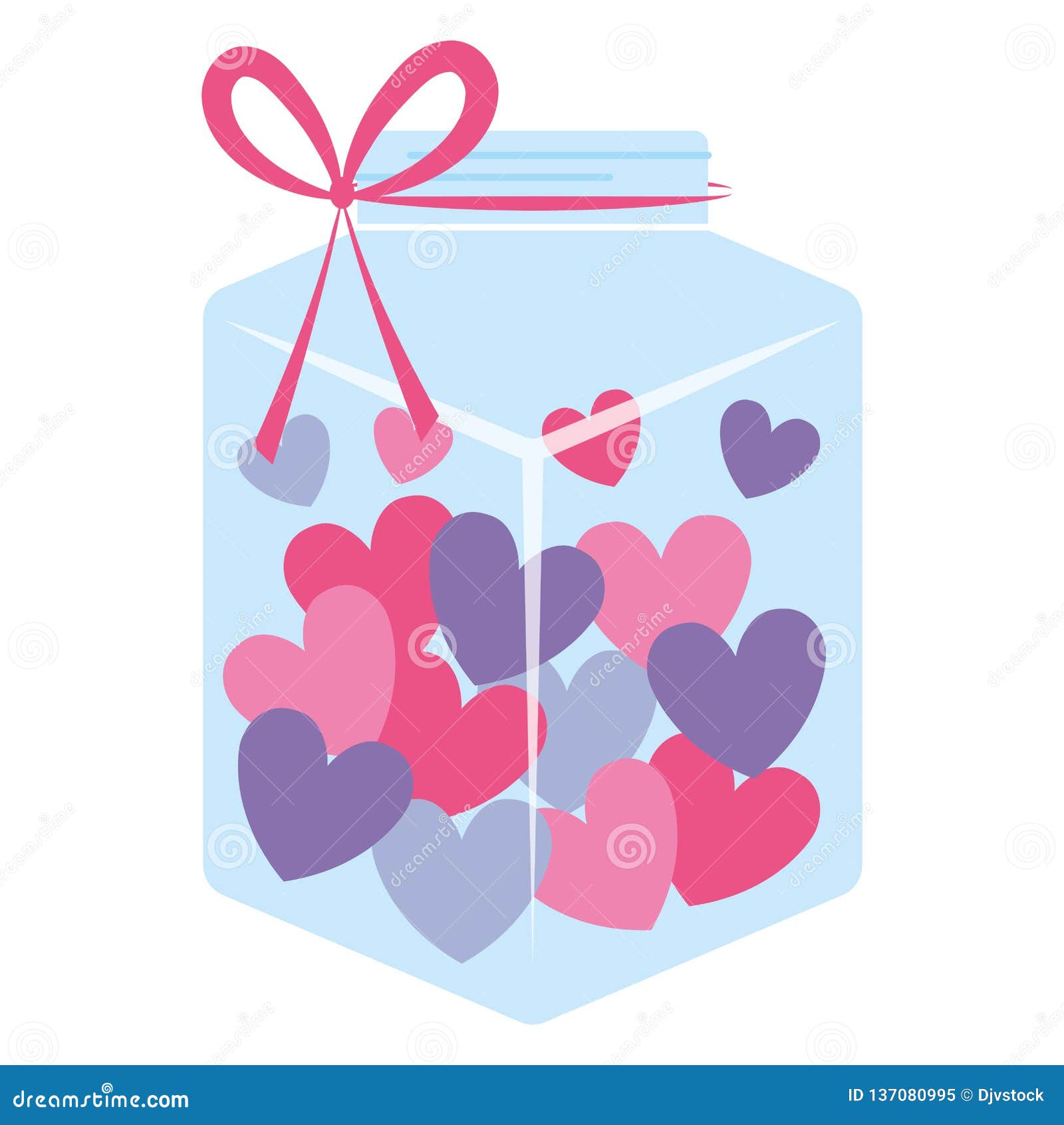 Cute Mason Jar with Love Hearts Stock Vector - Illustration of ...