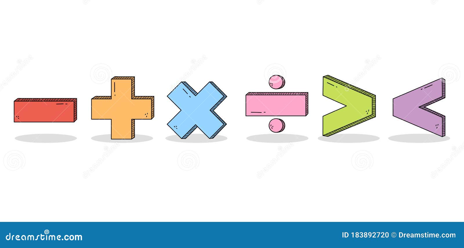 Cute Math Character Set 1 stock vector. Illustration of multiply ...
