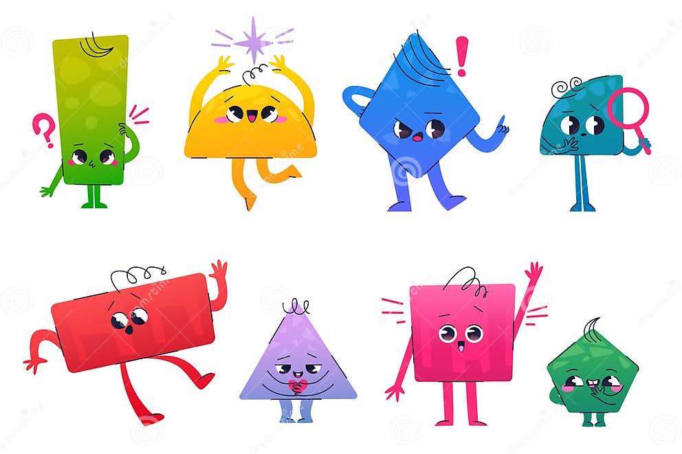 Cute Math Geometric Figure Shape Character Vector Stock Illustration ...