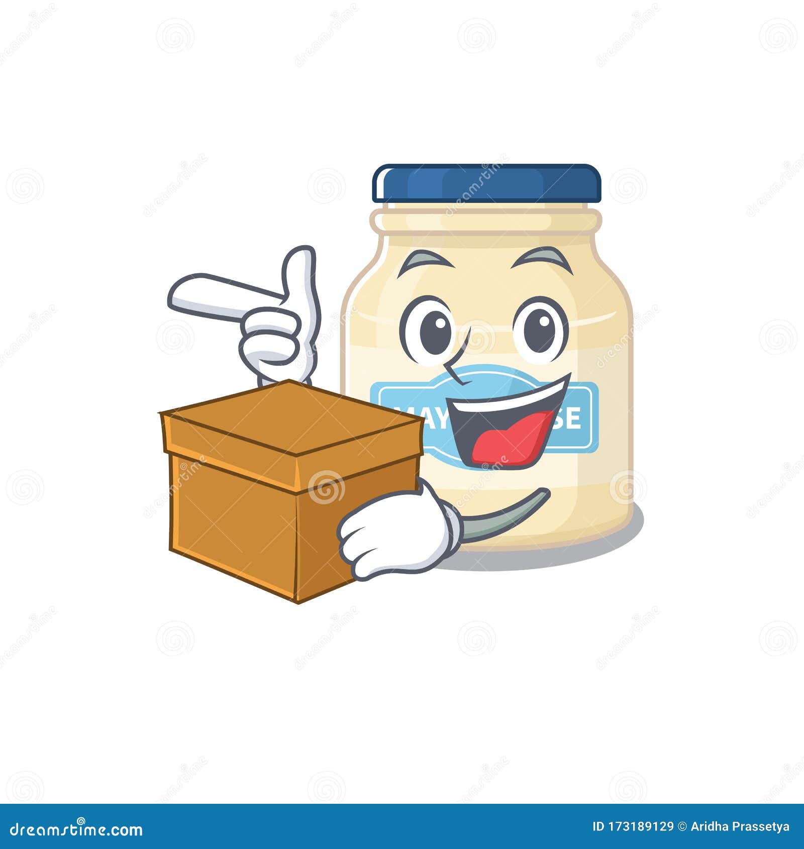 Cute Mayonnaise Cartoon Character Having a Box Stock Vector ...